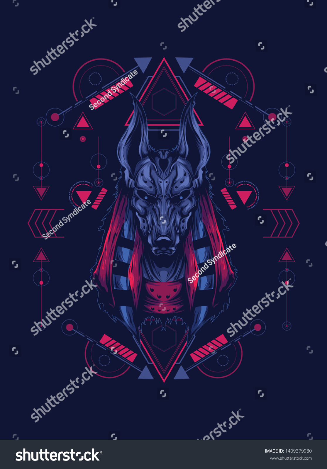 Anubis Head Sacred Geometry Pattern Stock Vector (Royalty Free) 1409379980