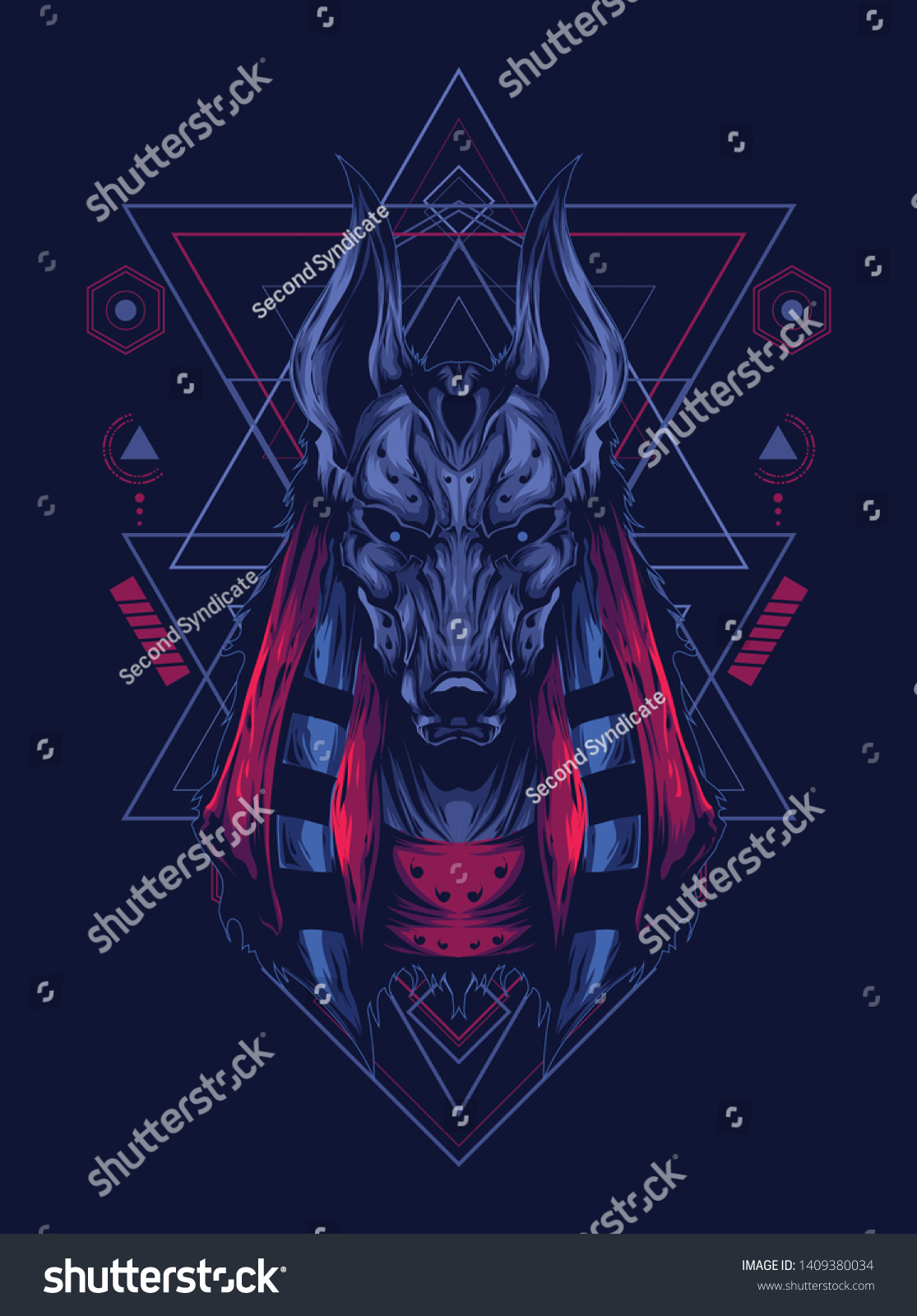 Anubis Head Sacred Geometry Pattern Stock Vector (Royalty Free ...