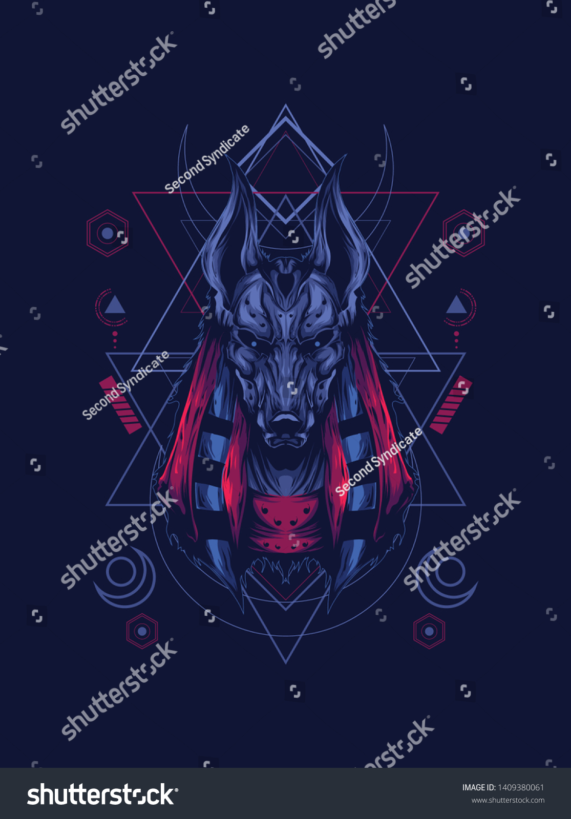 Anubis Head Sacred Geometry Pattern Stock Vector (Royalty Free ...