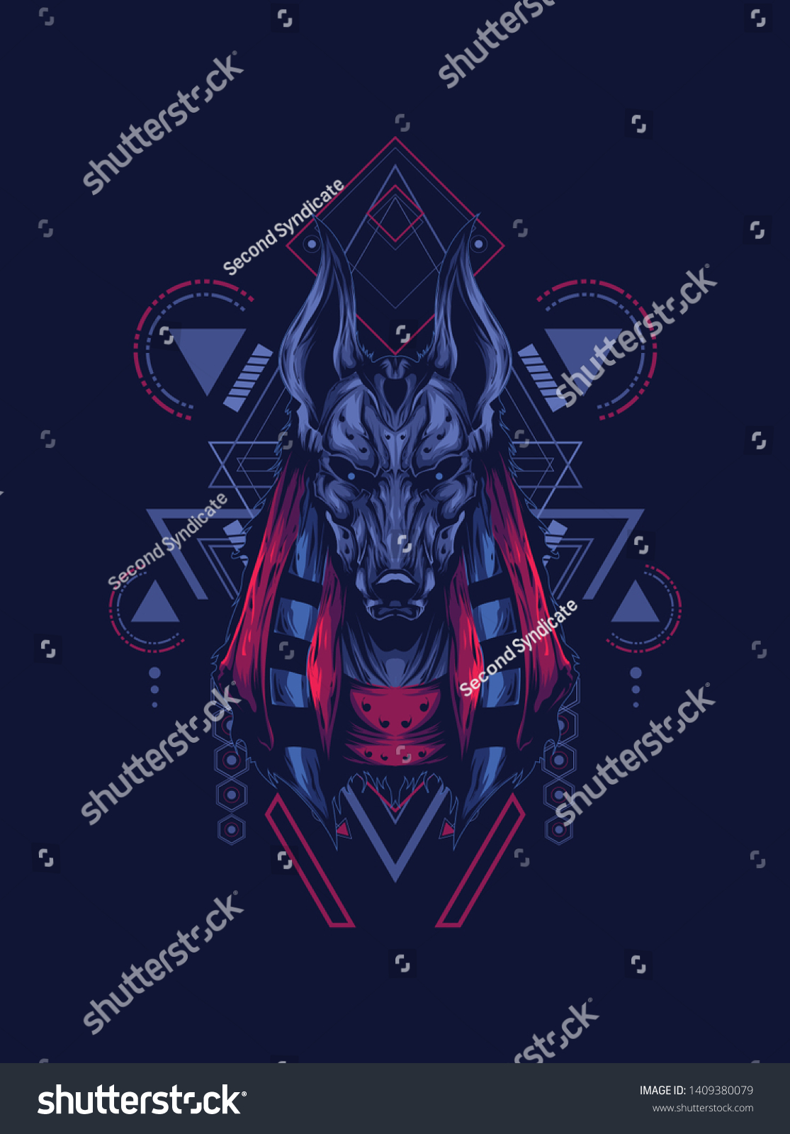 Anubis Head Sacred Geometry Pattern Stock Vector (Royalty Free) 1409380079
