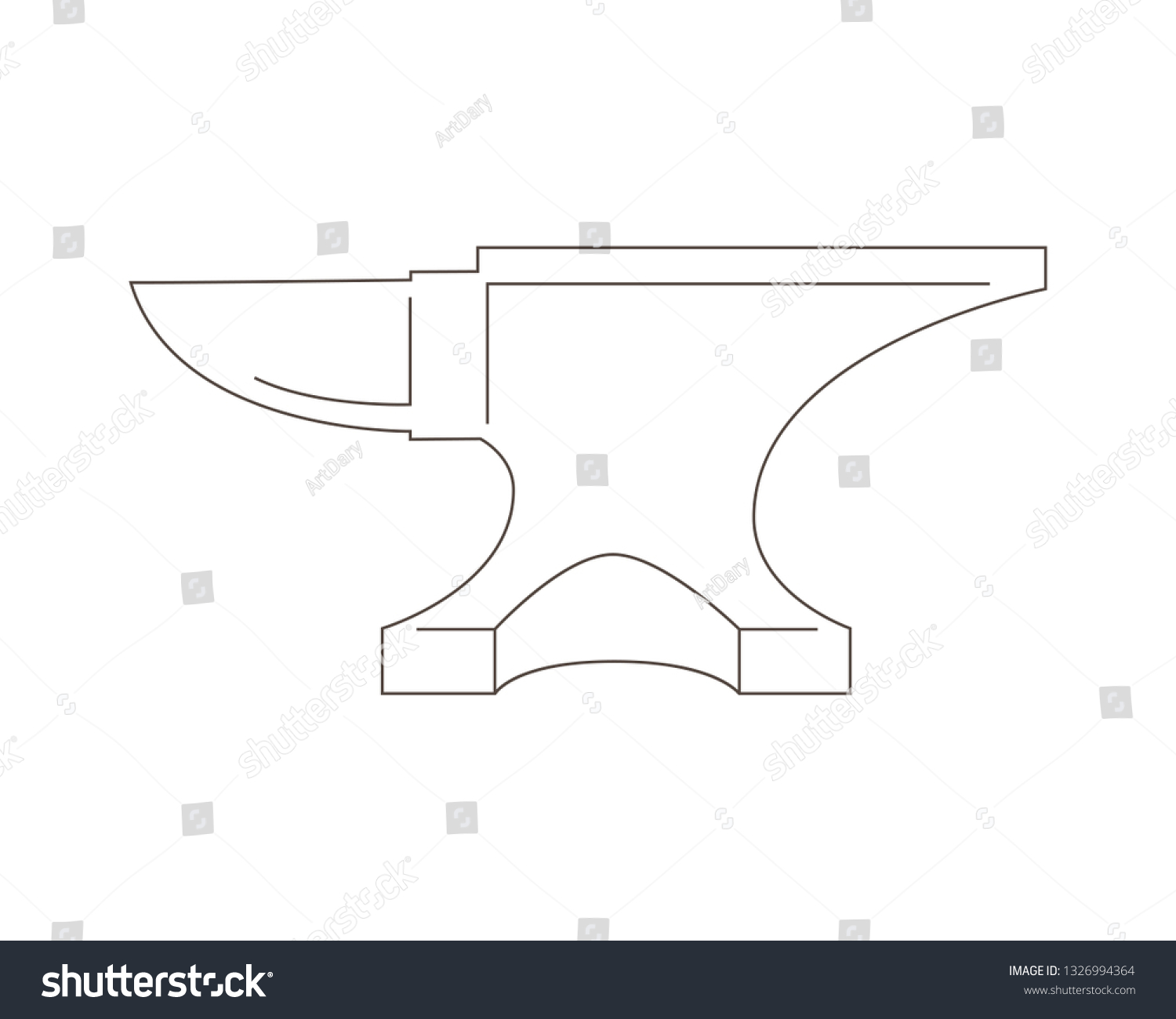 Anvil Vector Line Illustration Stock Vector (Royalty Free) 1326994364