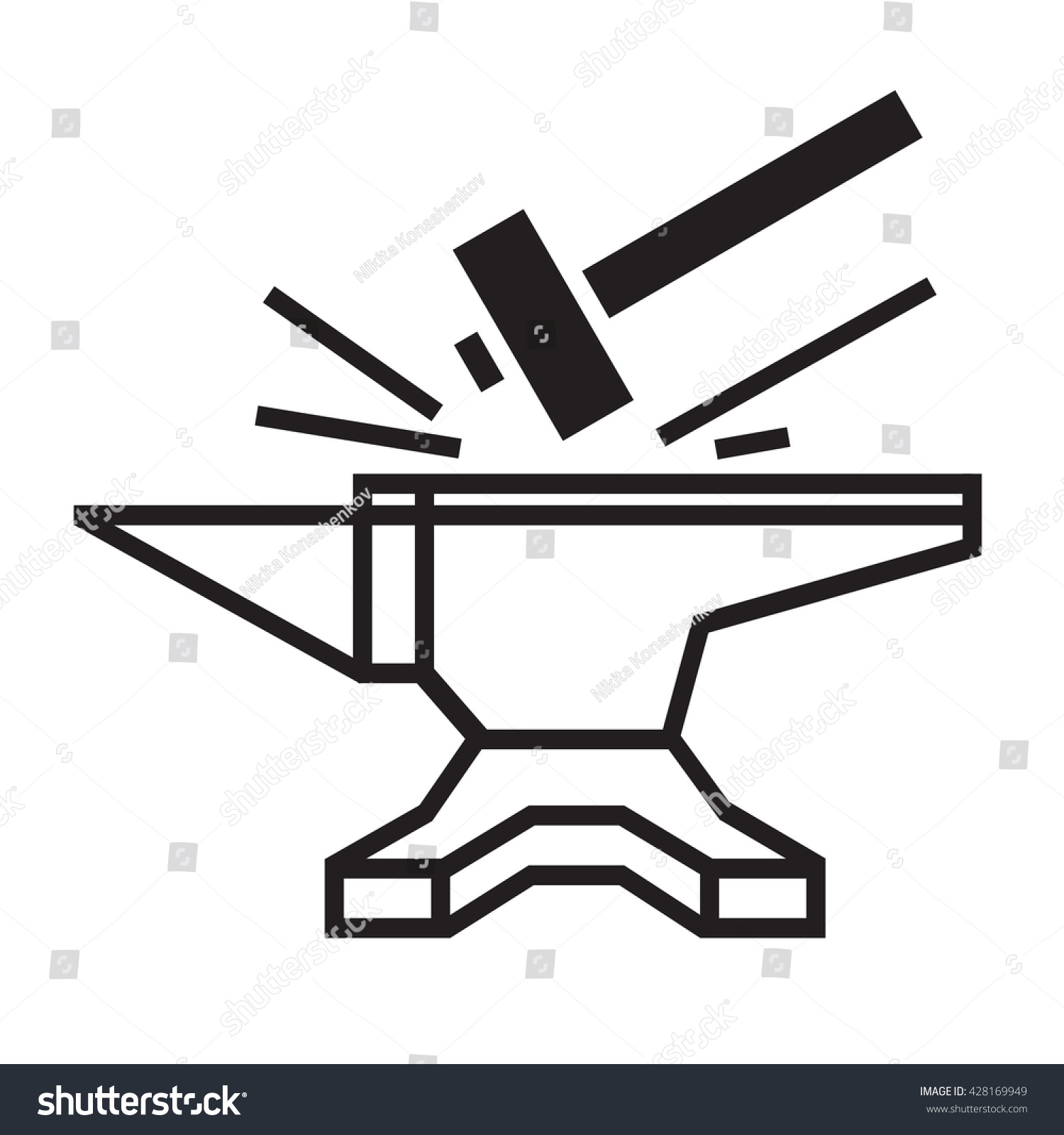 Anvil Hammer Icon Vector Stock Vector (Royalty Free) 428169949