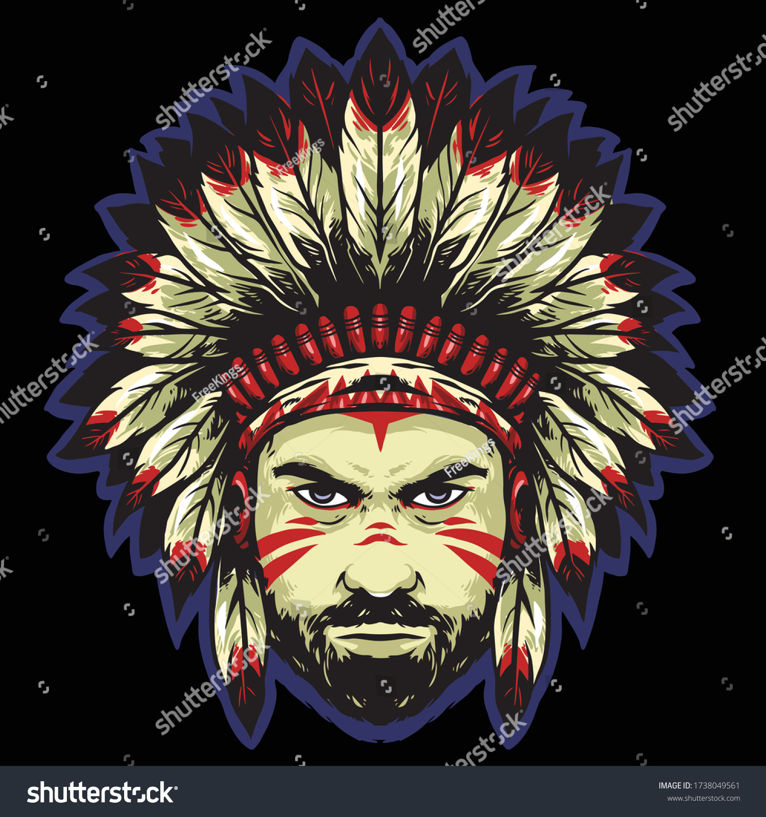 Apache Head Hat Traditional Vector Design Stock Vector (Royalty Free) 1738049561