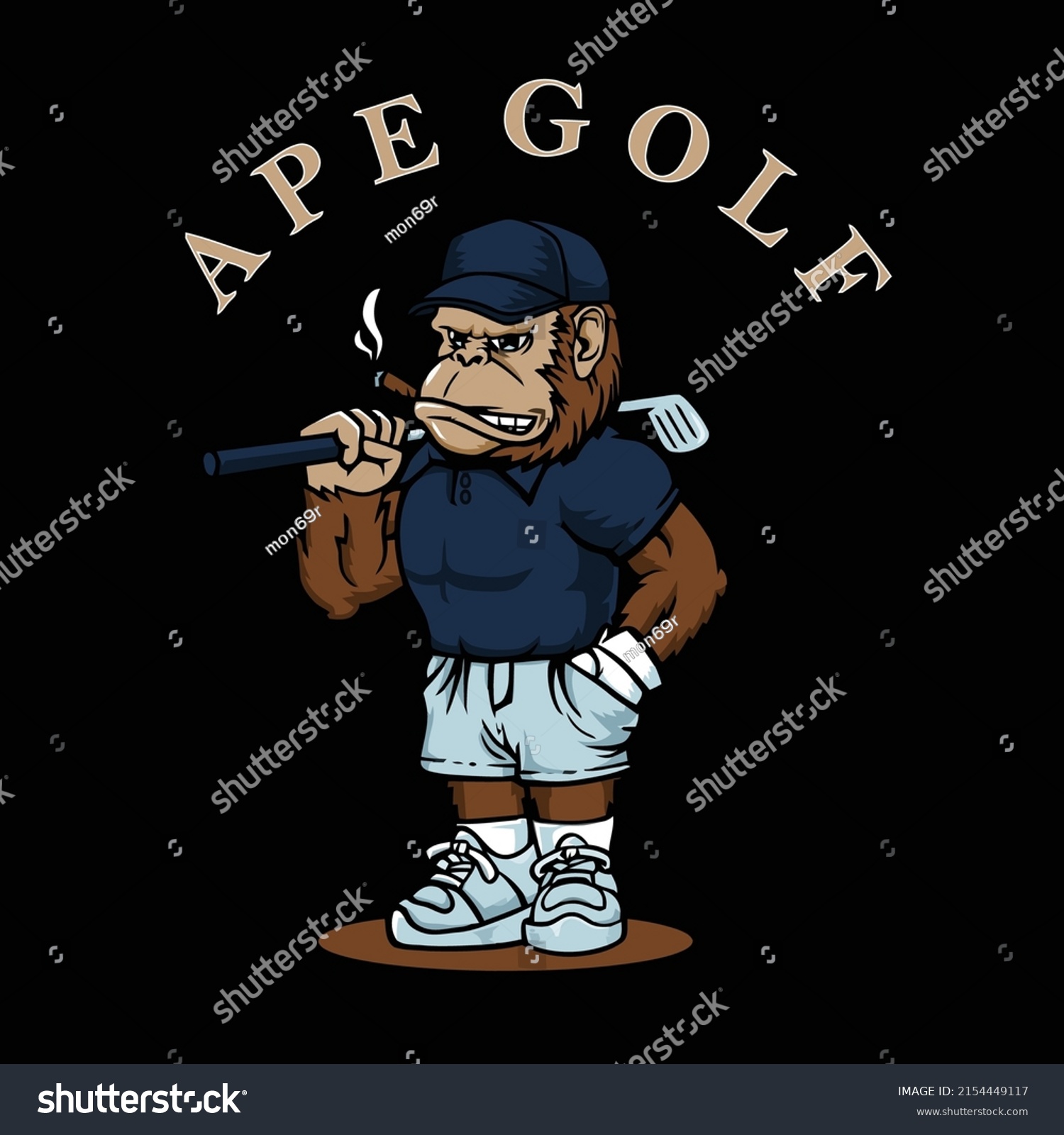 Ape Golf Funny Monkey Stock Vector (Royalty Free) 2154449117 | Shutterstock