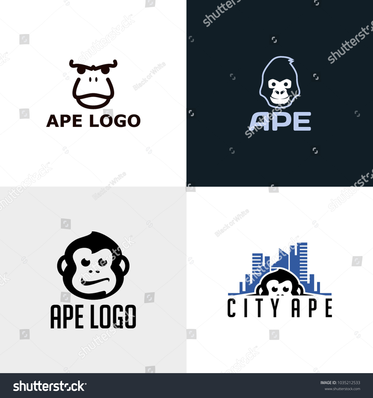 Ape Logo Design Stock Vector (Royalty Free) 1035212533
