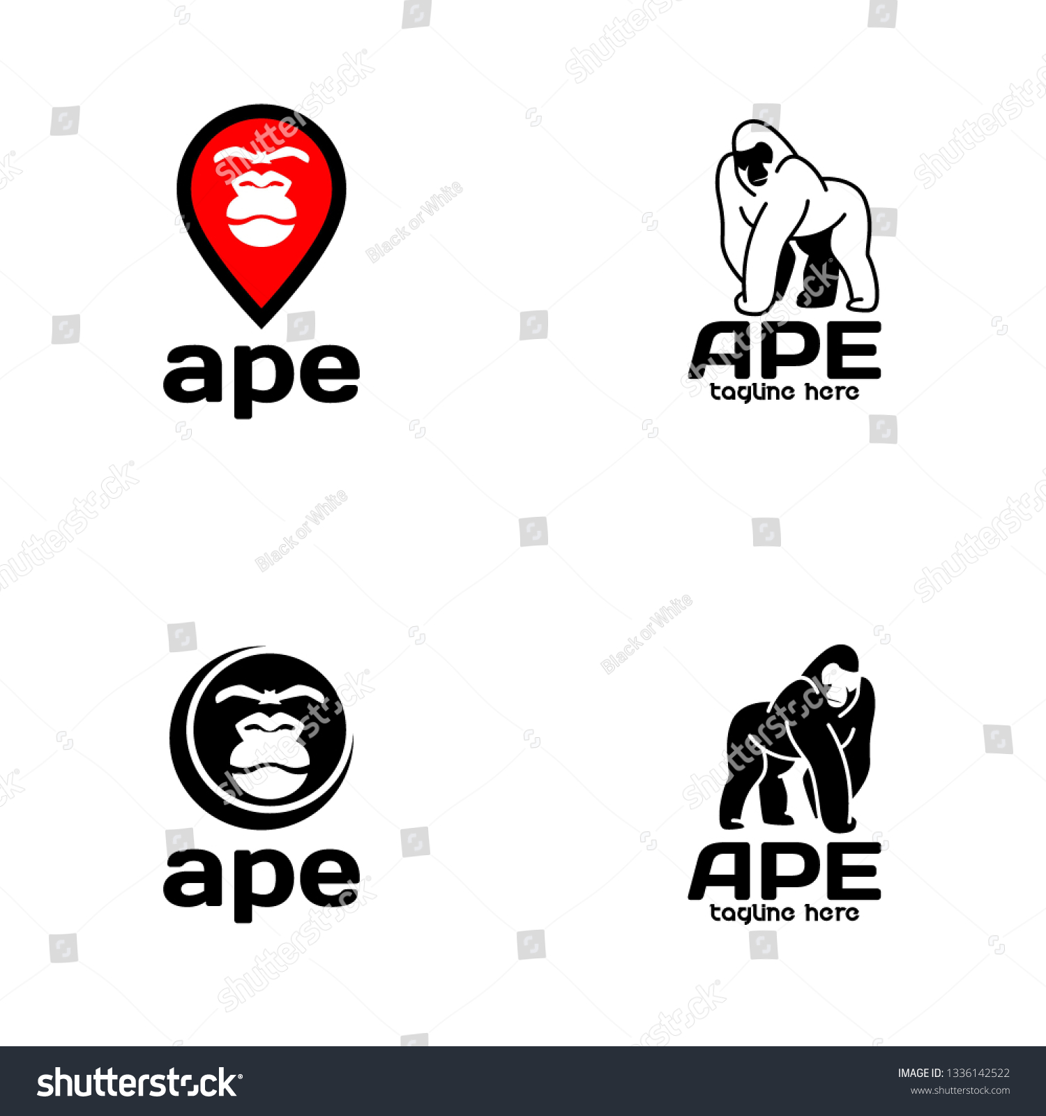 Ape Logo Design Template: เวกเตอร์สต็อก (ปลอดค่าลิขสิทธิ์) 1336142522 ...