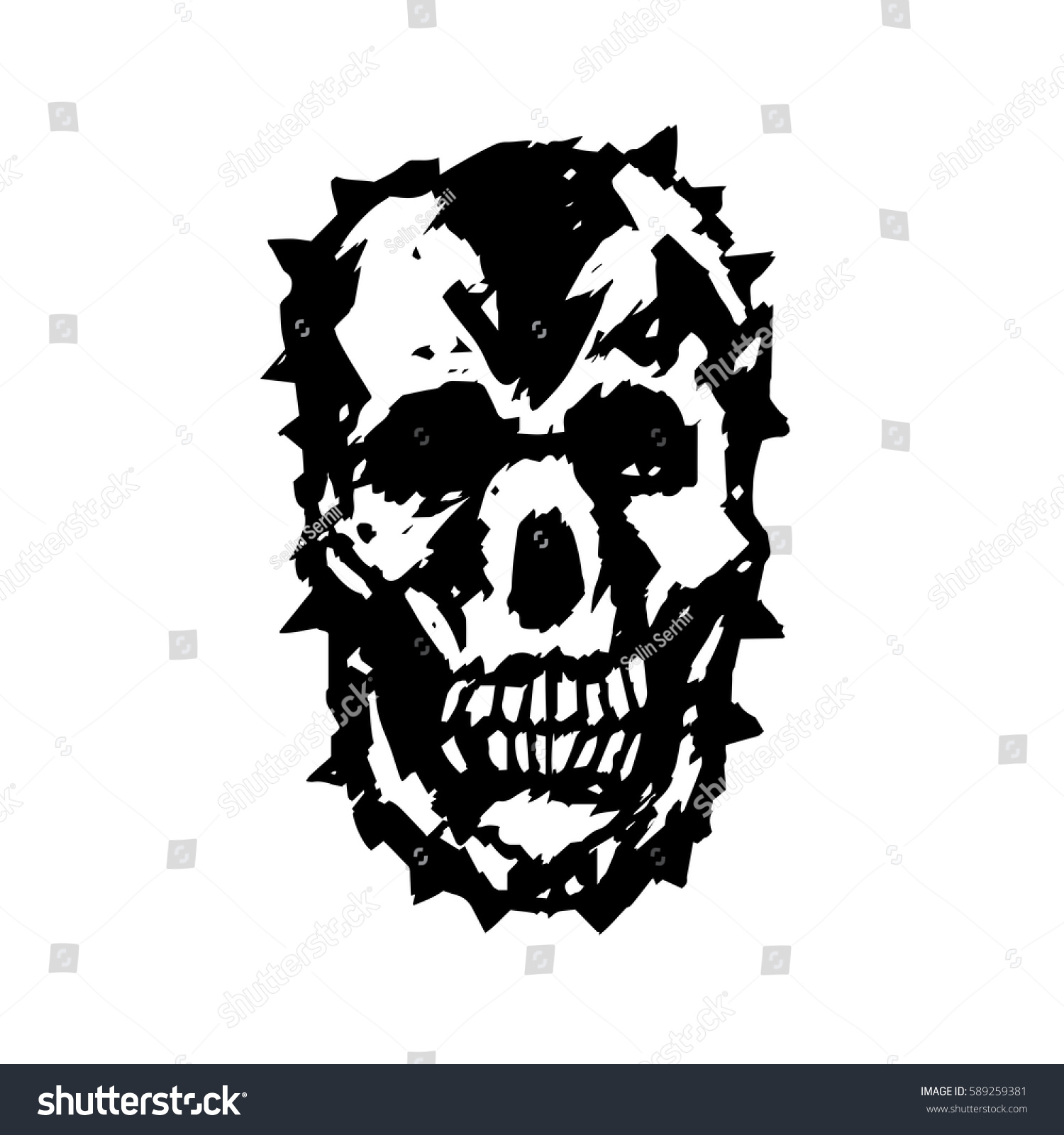 Apocalypse Demon Skull Vector Illustration: vector de stock (libre de ...