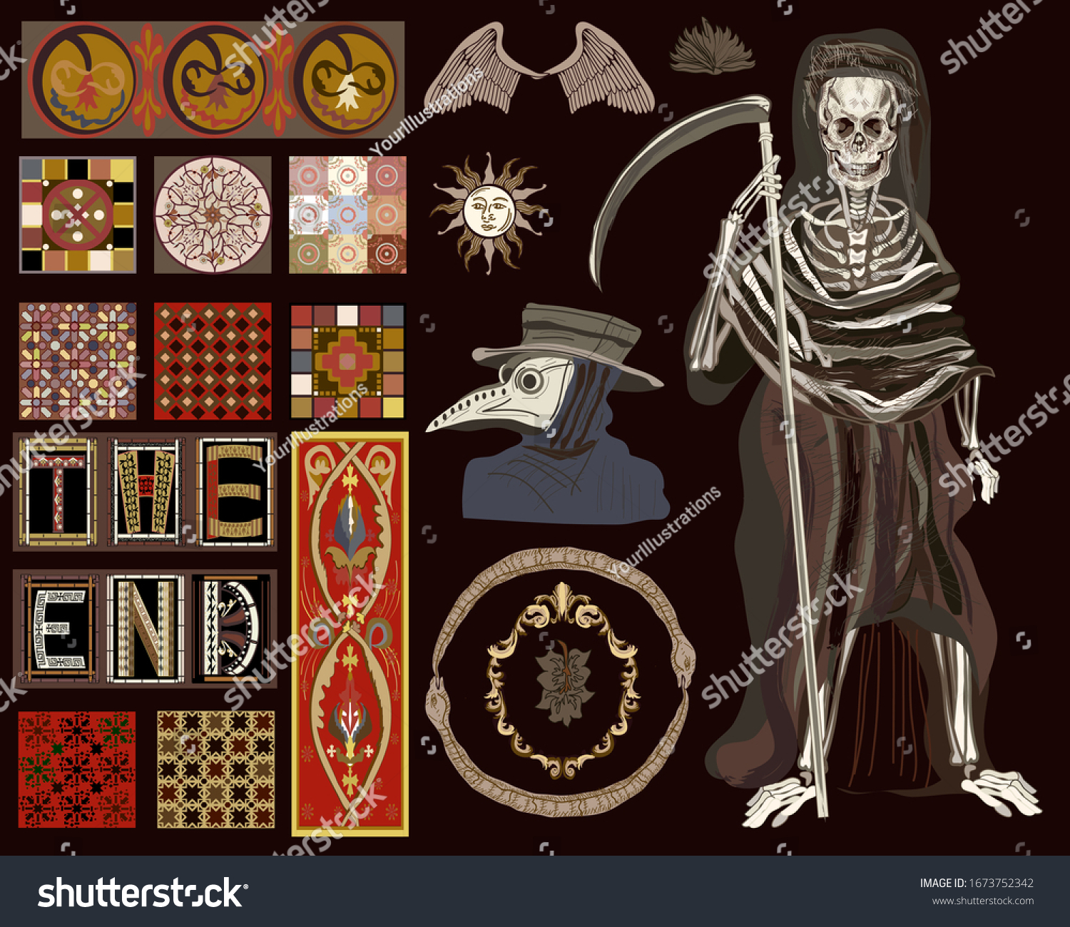 Apocalypse Medieval Plague Vector Kit Symbols: Vector có sẵn (miễn phí ...
