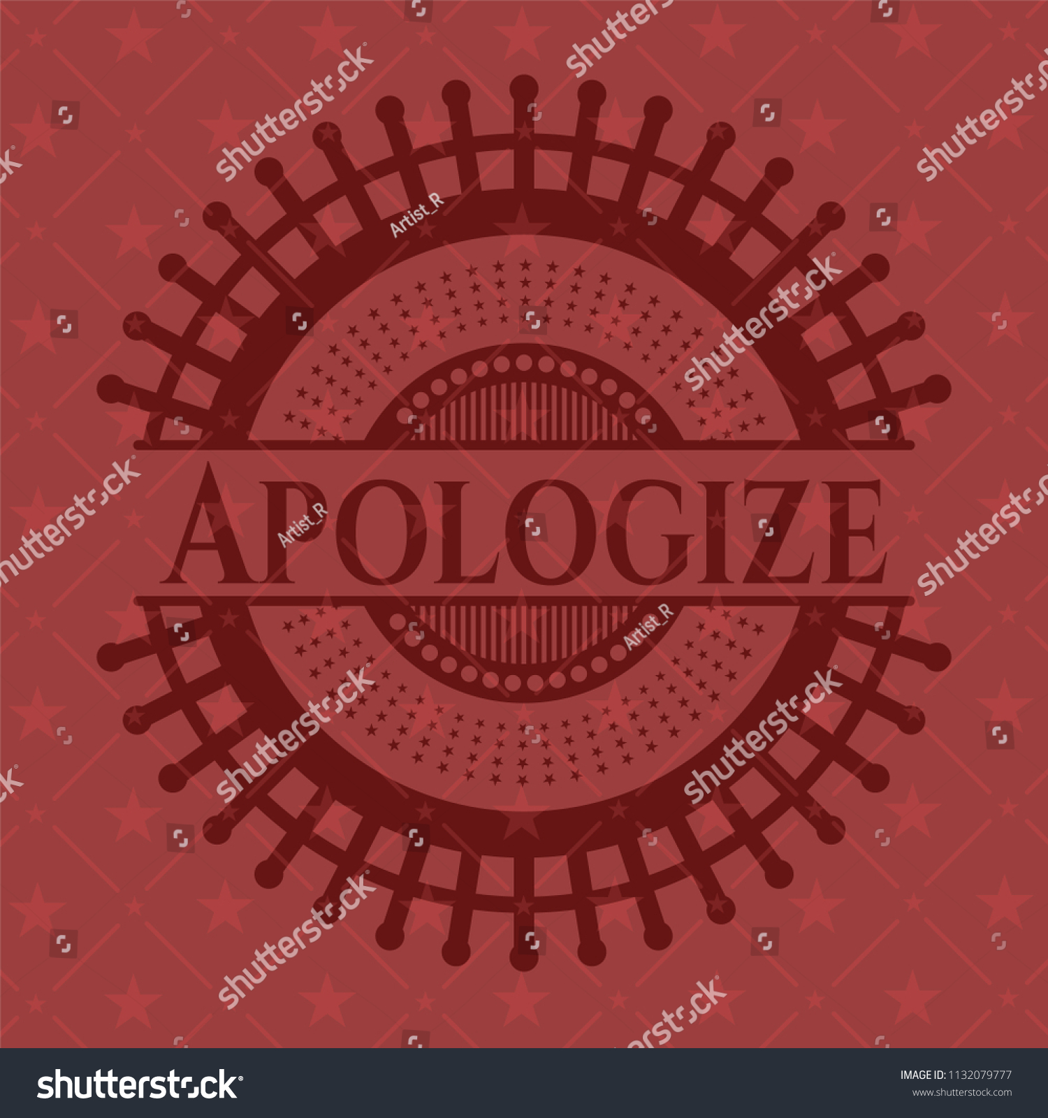 Apologize Badge Red Background Stock Vector (Royalty Free) 1132079777