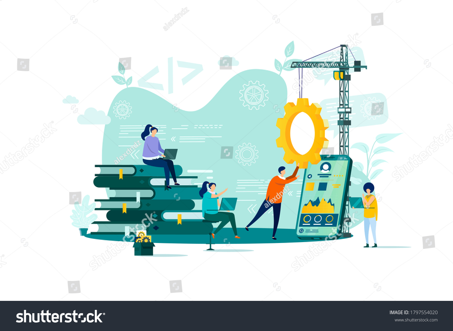 App Development Concept Flat Style Developers Stock Vector (Royalty ...