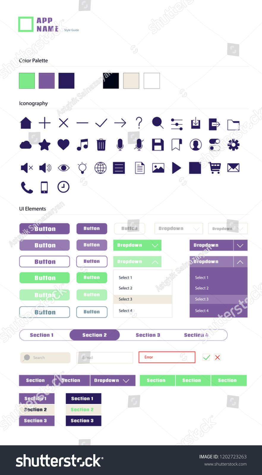 App Ui Elements Color Palette Stock Vector (Royalty Free) 1202723263