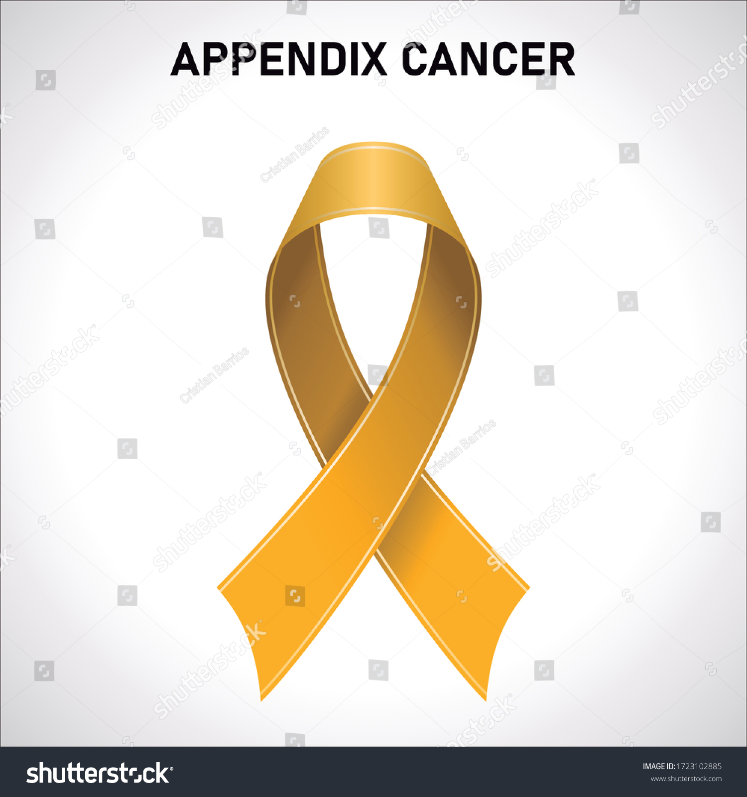Appendix Cancer Amber Ribbon Vector Stock Vector (Royalty Free) 1723102885
