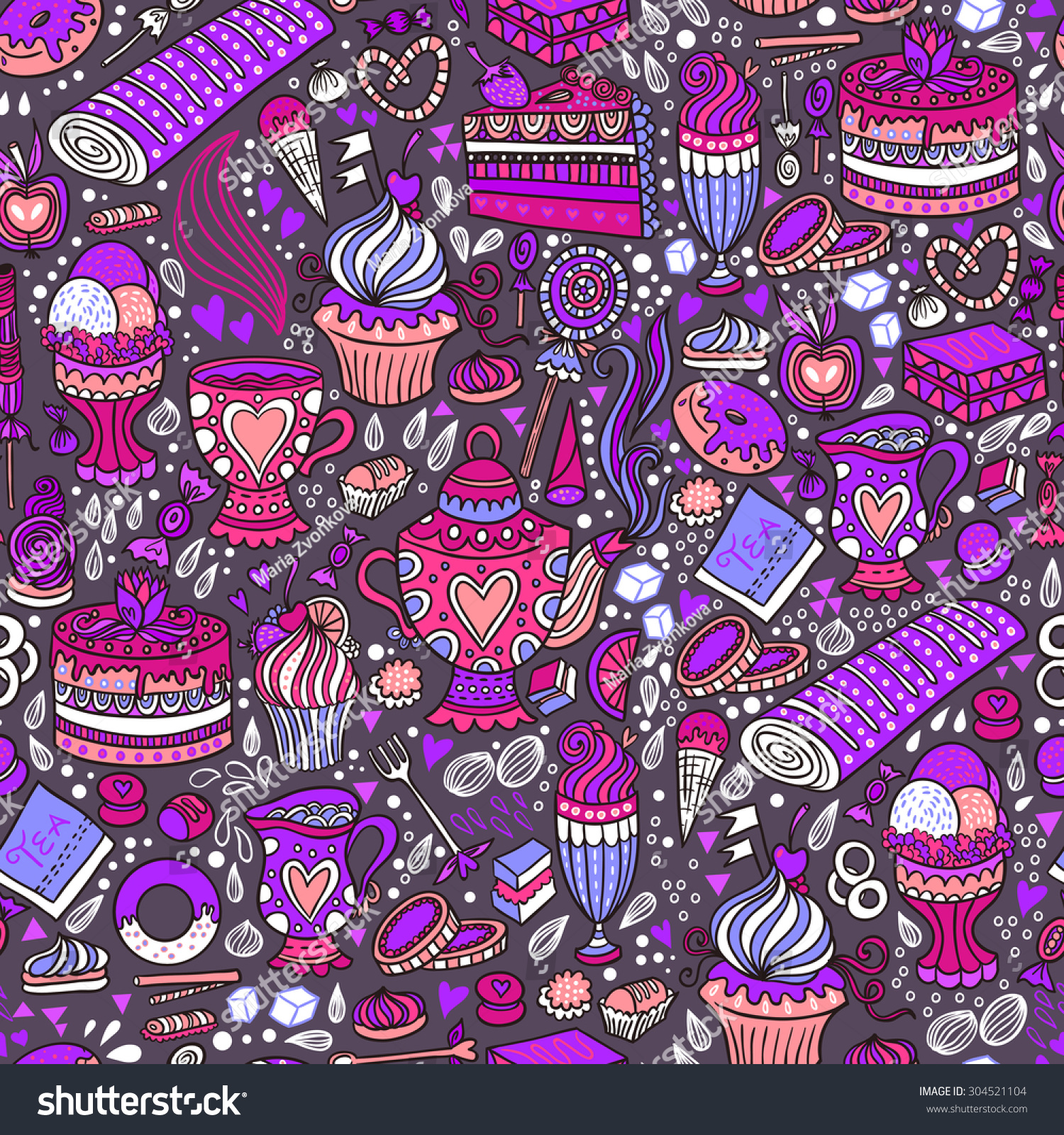 Appetizing Tea Party Texture Pattern Background Stock Vector (Royalty ...