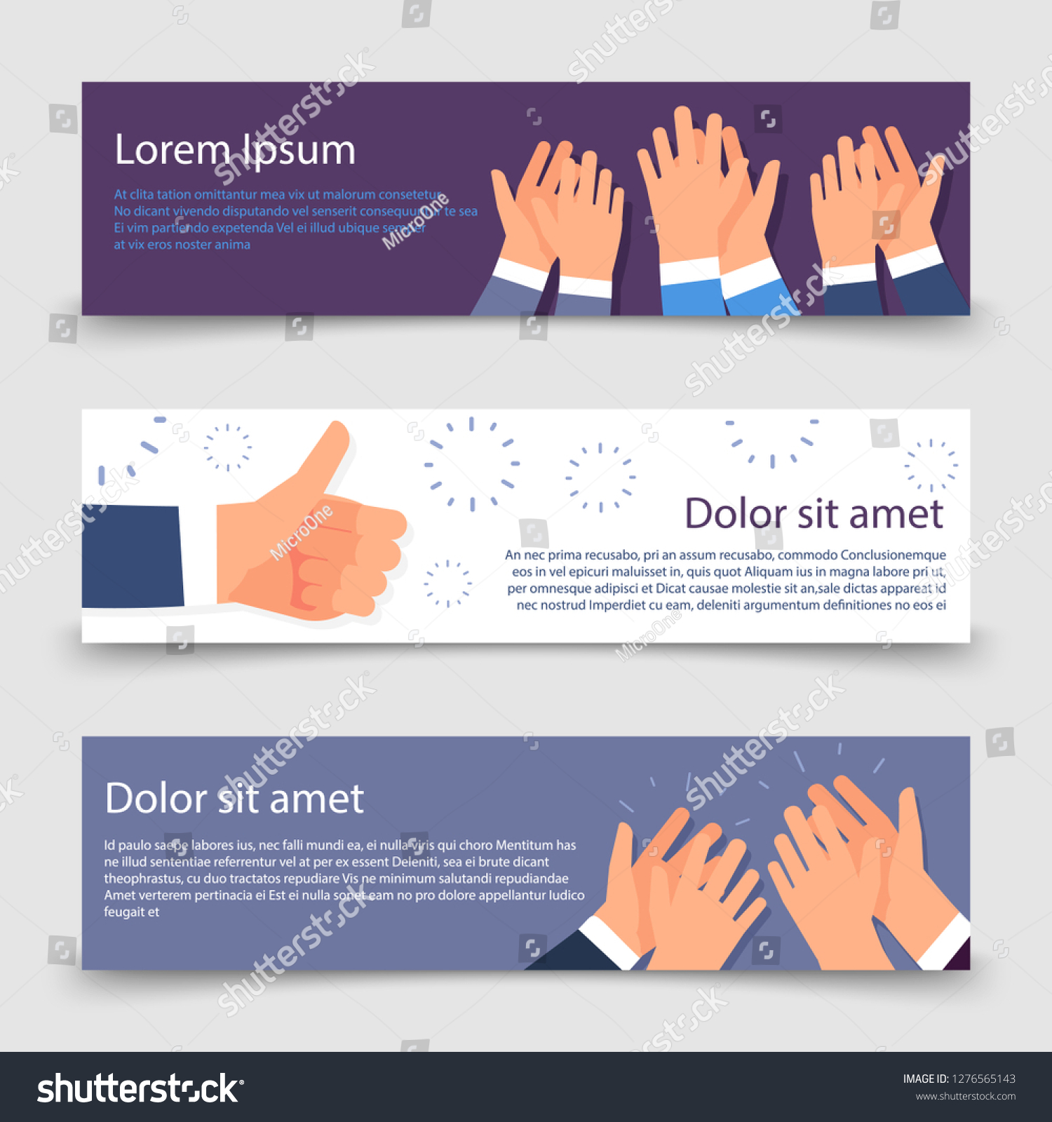 Applause Flat Banners Template Clapping Hands: vector de stock (libre ...