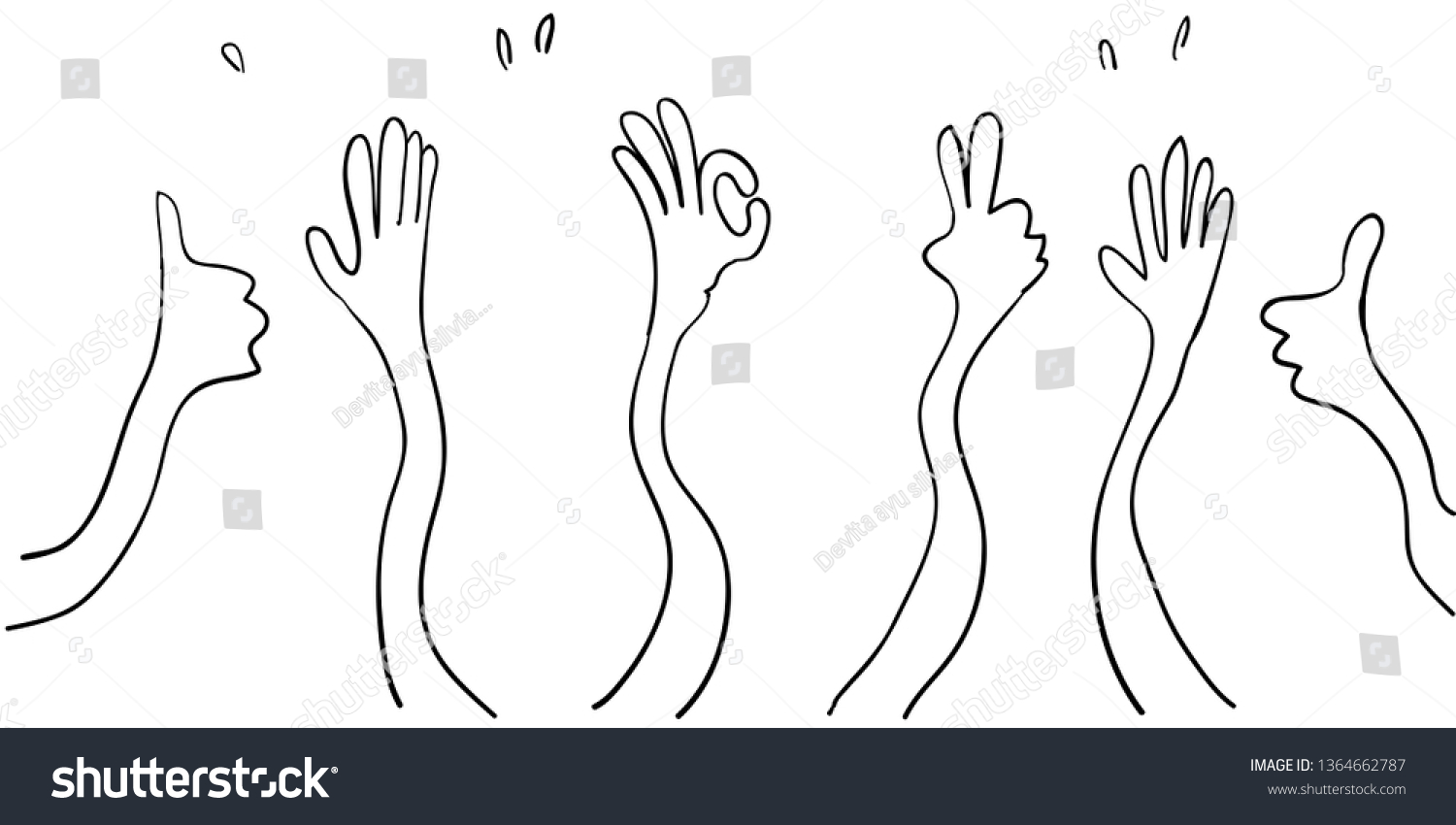 Applause Hand Drawn Doodle Sketch Vector: vector de stock (libre de ...