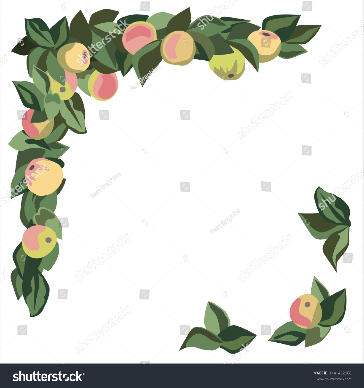 Apple Leaf Border Corner Motif Stock Vector (Royalty Free) 1141452668