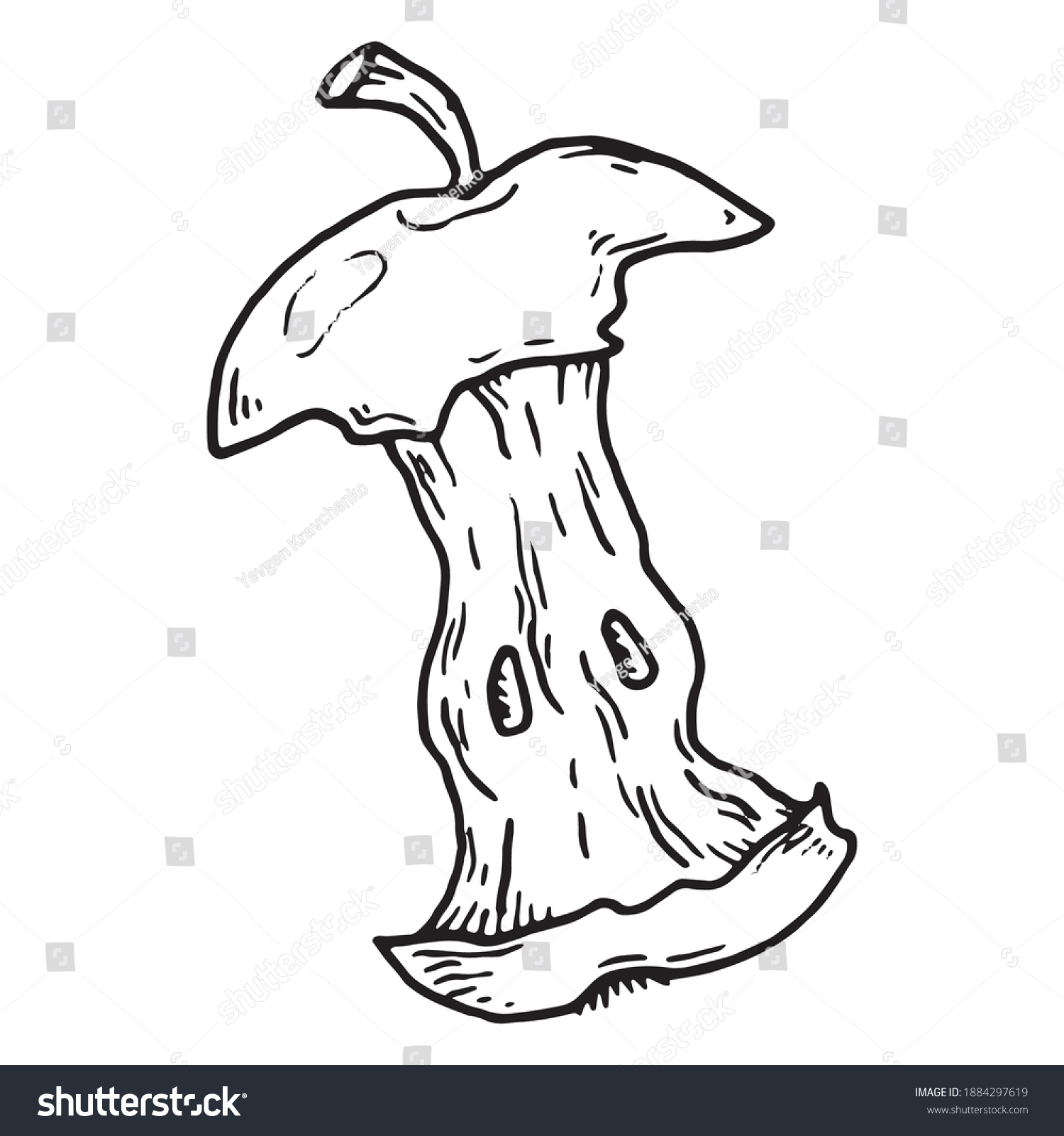 Apple Core Vector Organic Trash Stock Vector (Royalty Free) 1884297619
