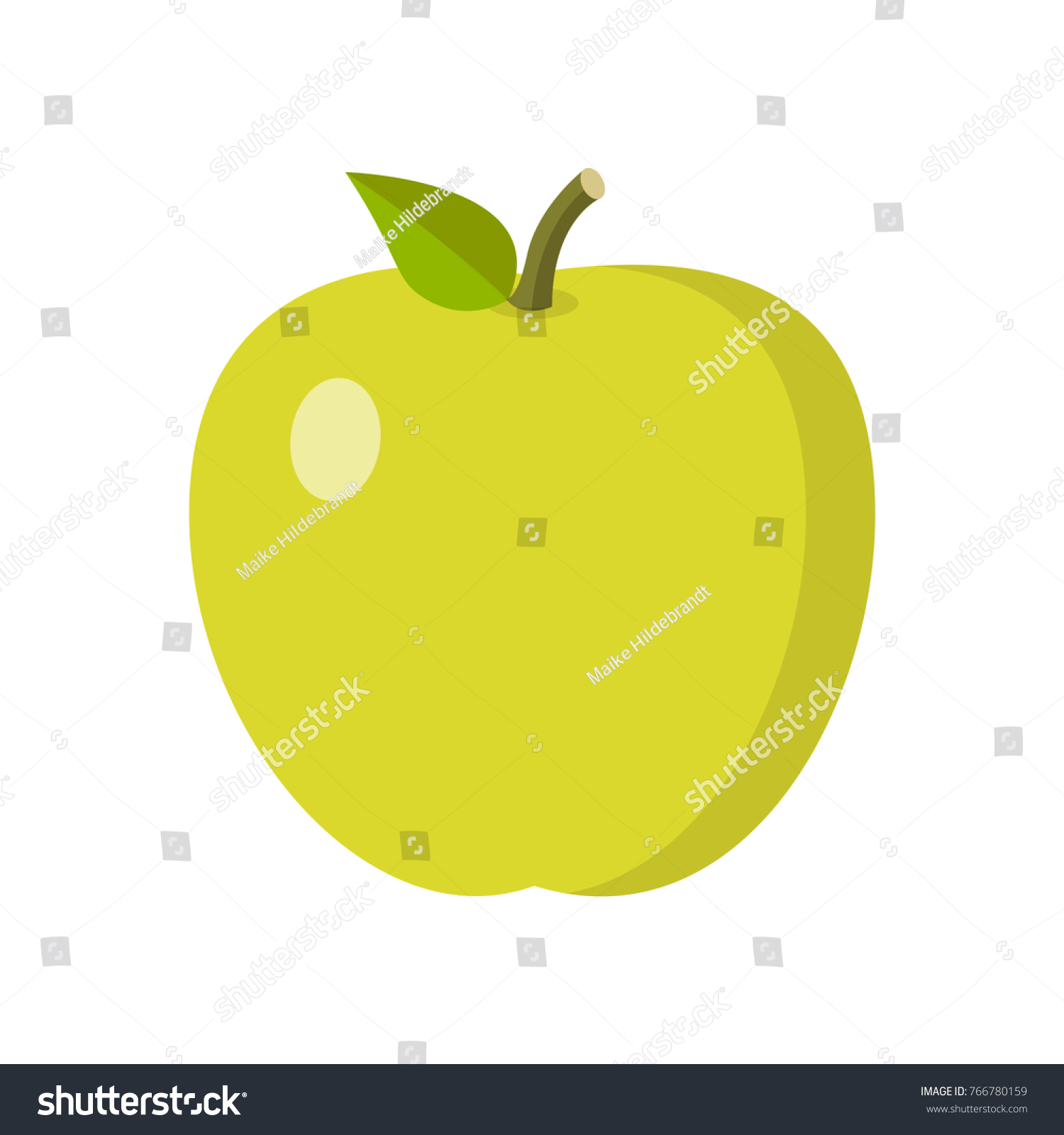 Apple Flat Design Isolated On White Stock Vector (Royalty Free) 766780159