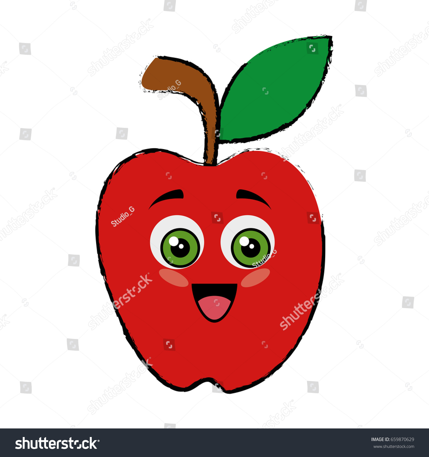 Apple Funny Cartoon Stock Vector (Royalty Free) 659870629