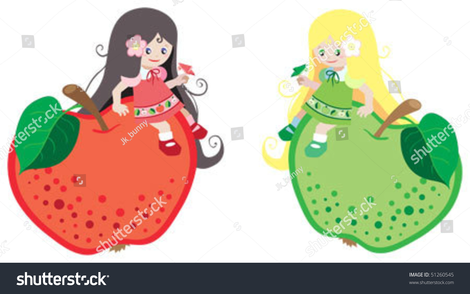 Apple Girls Stock Vector (Royalty Free) 51260545