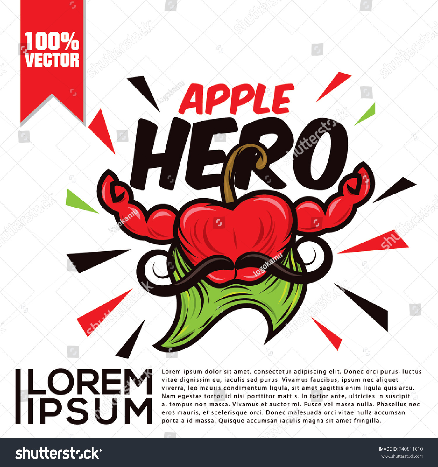 Apple Hero Cartoon Vector Stock Vector (Royalty Free) 740811010