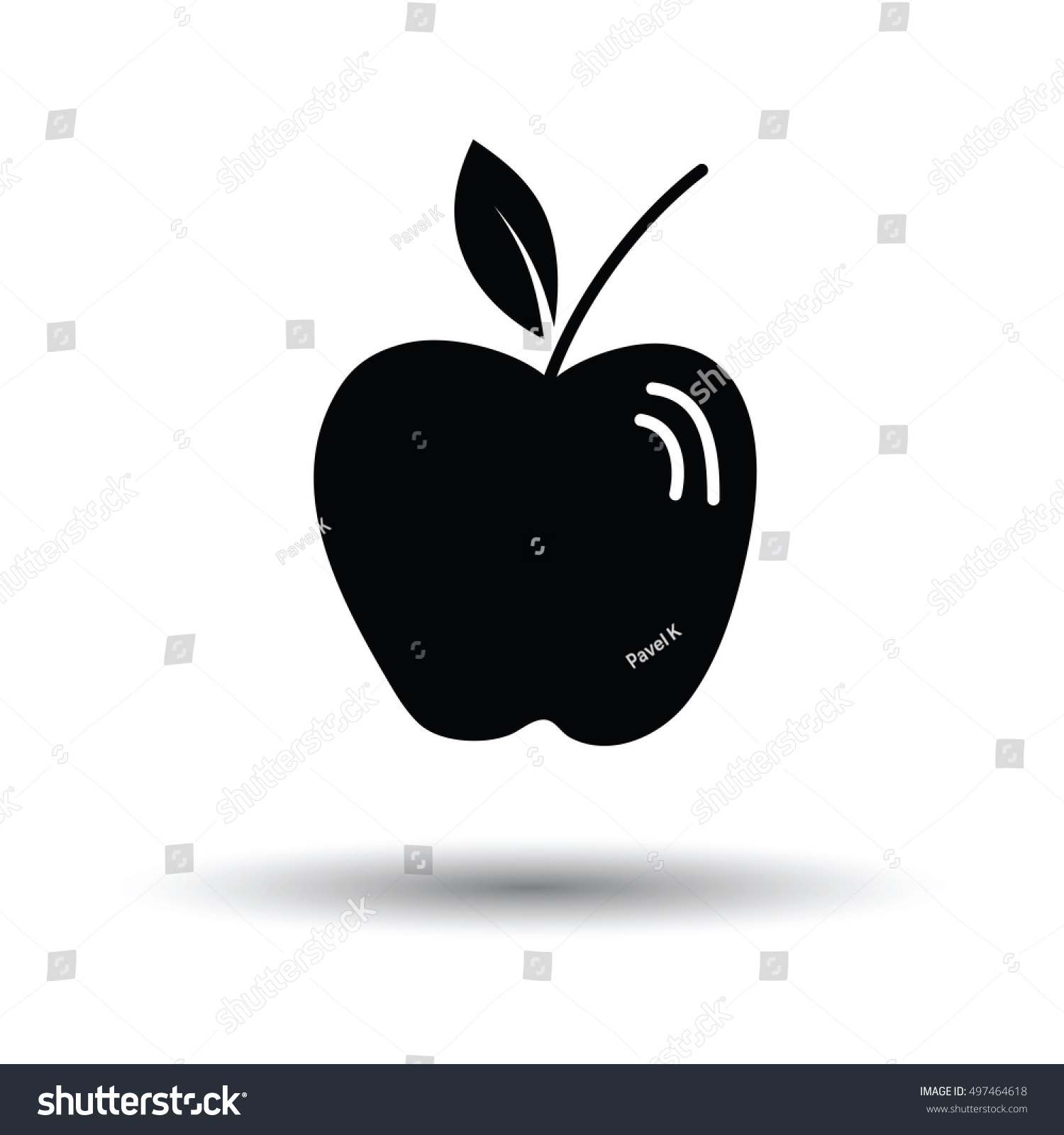 Apple Icon White Background Shadow Design Stock Vector (Royalty Free ...