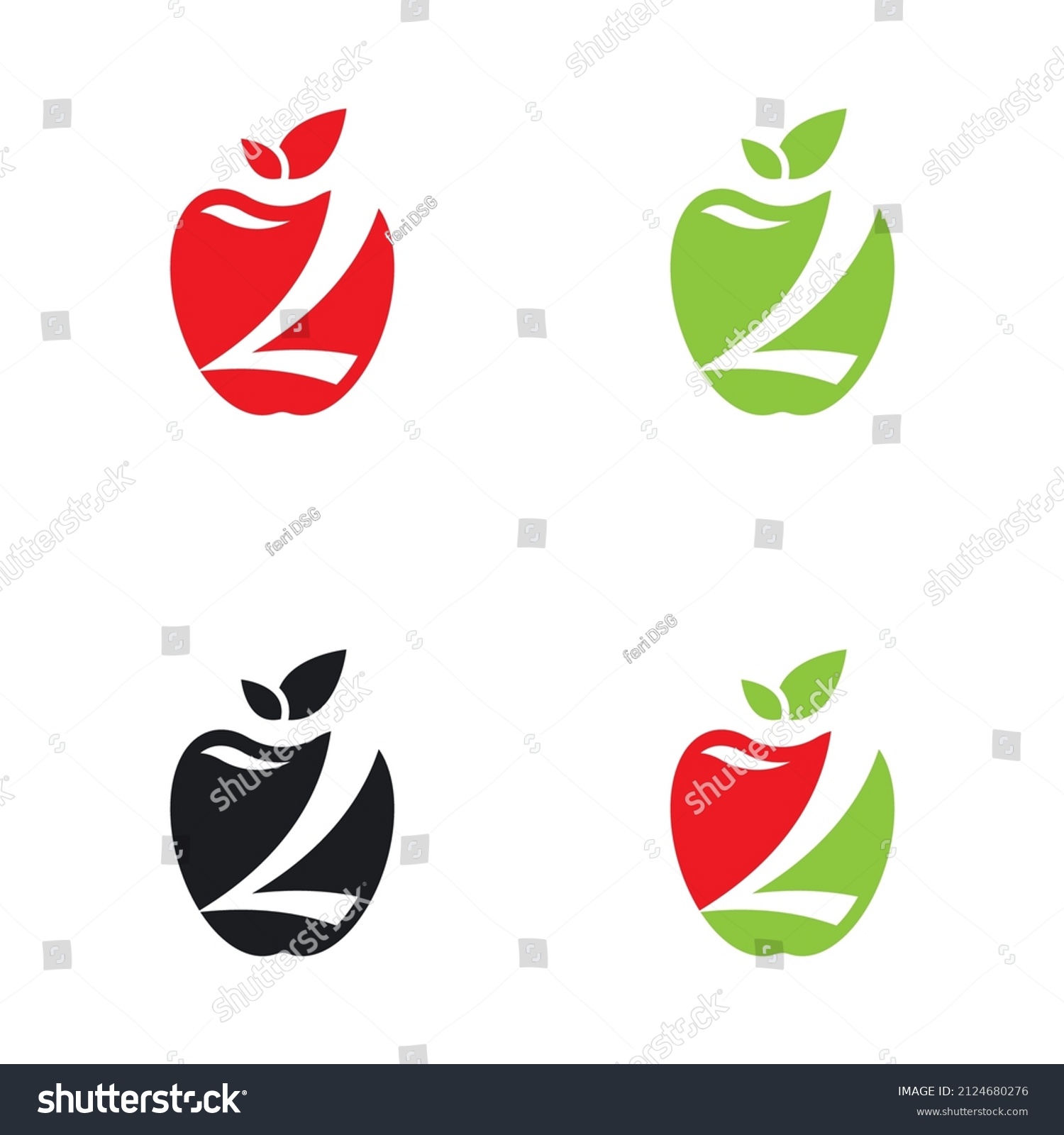 Apple Logo Template Icon Set Stock Vector (Royalty Free) 2124680276 ...