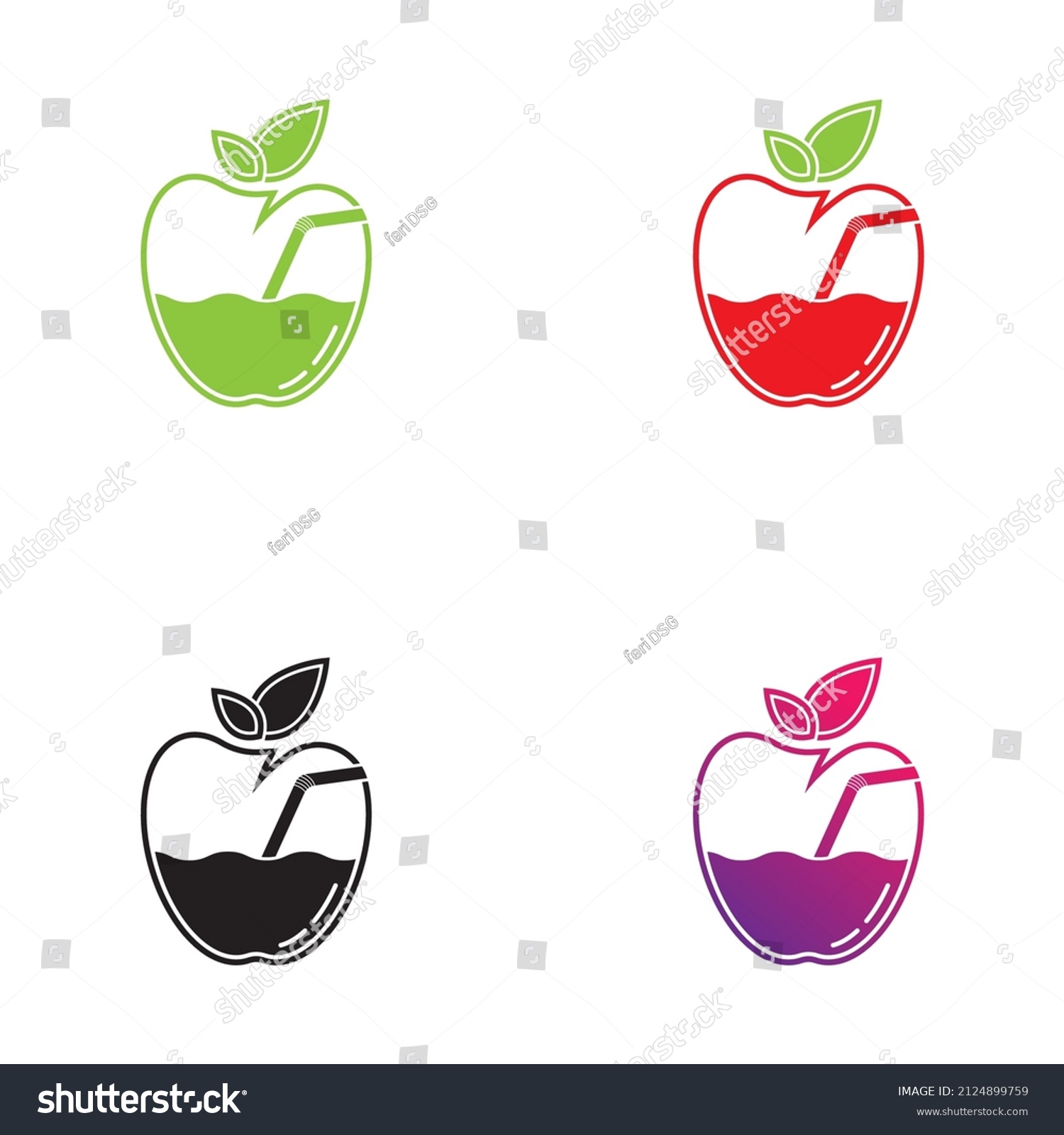 Apple Logo Template Icon Set Stock Vector (Royalty Free) 2124899759 ...