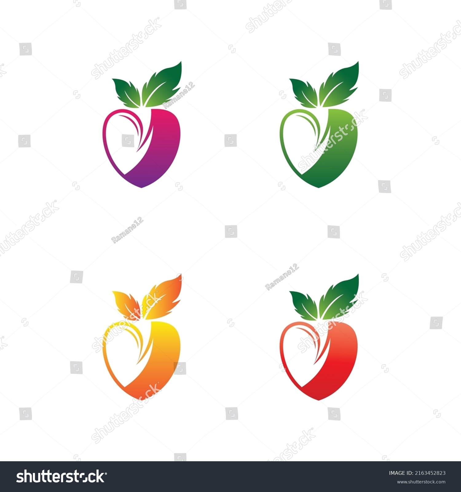 Apple Logo Template Icon Set Stock Vector (Royalty Free) 2163452823 ...