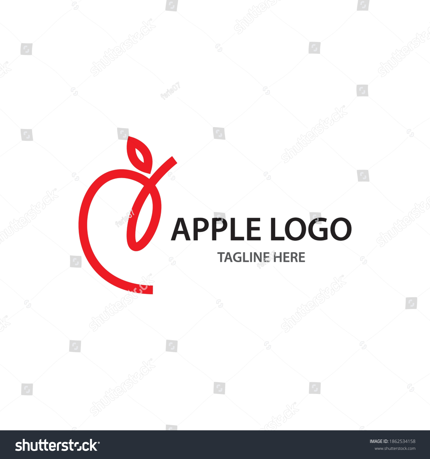 Apple Logo Type Outline Template Design Stock Vector (Royalty Free ...