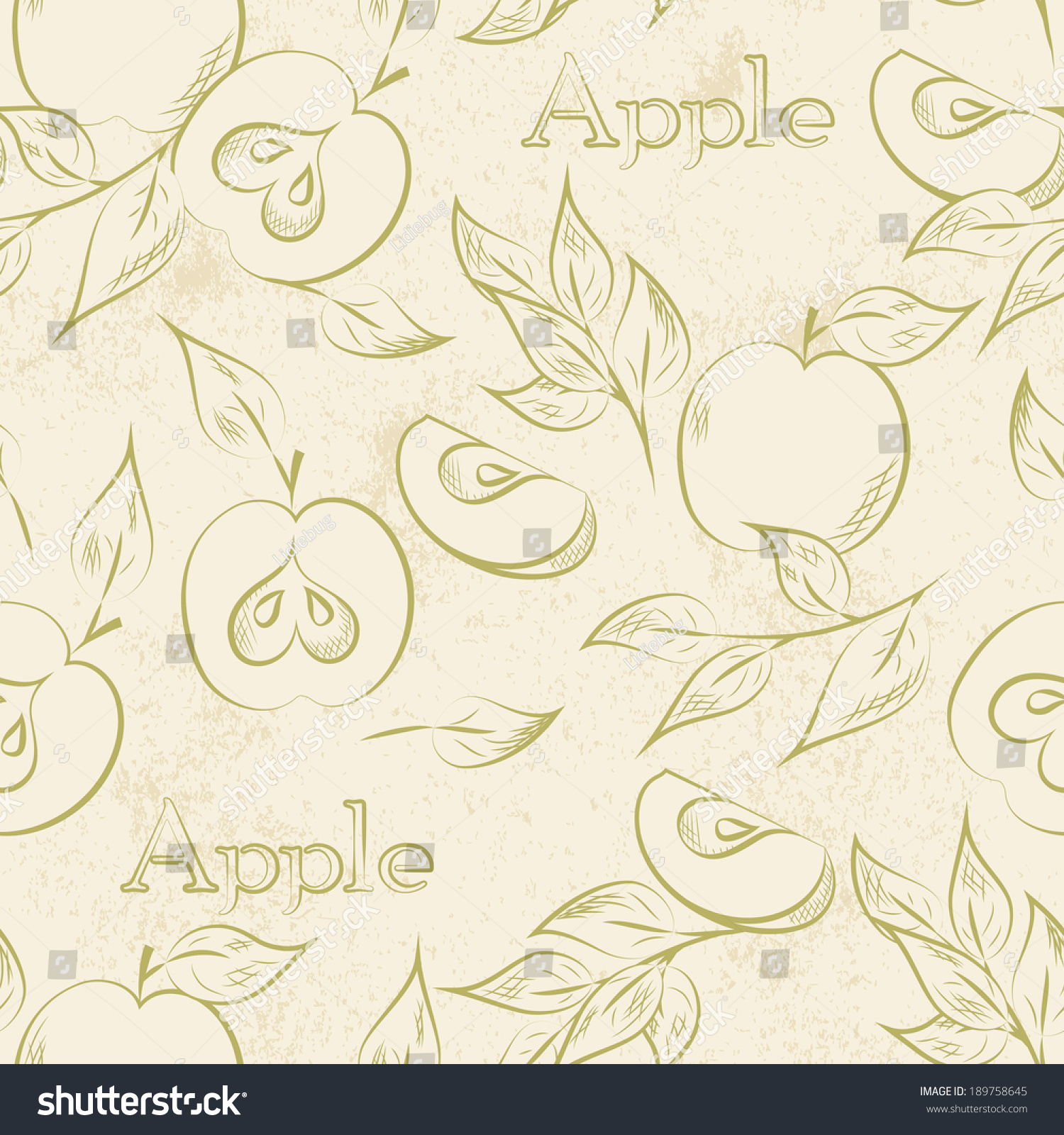 Apple Seamless Pattern Vector Illustration Retro Stock Vector (Royalty ...