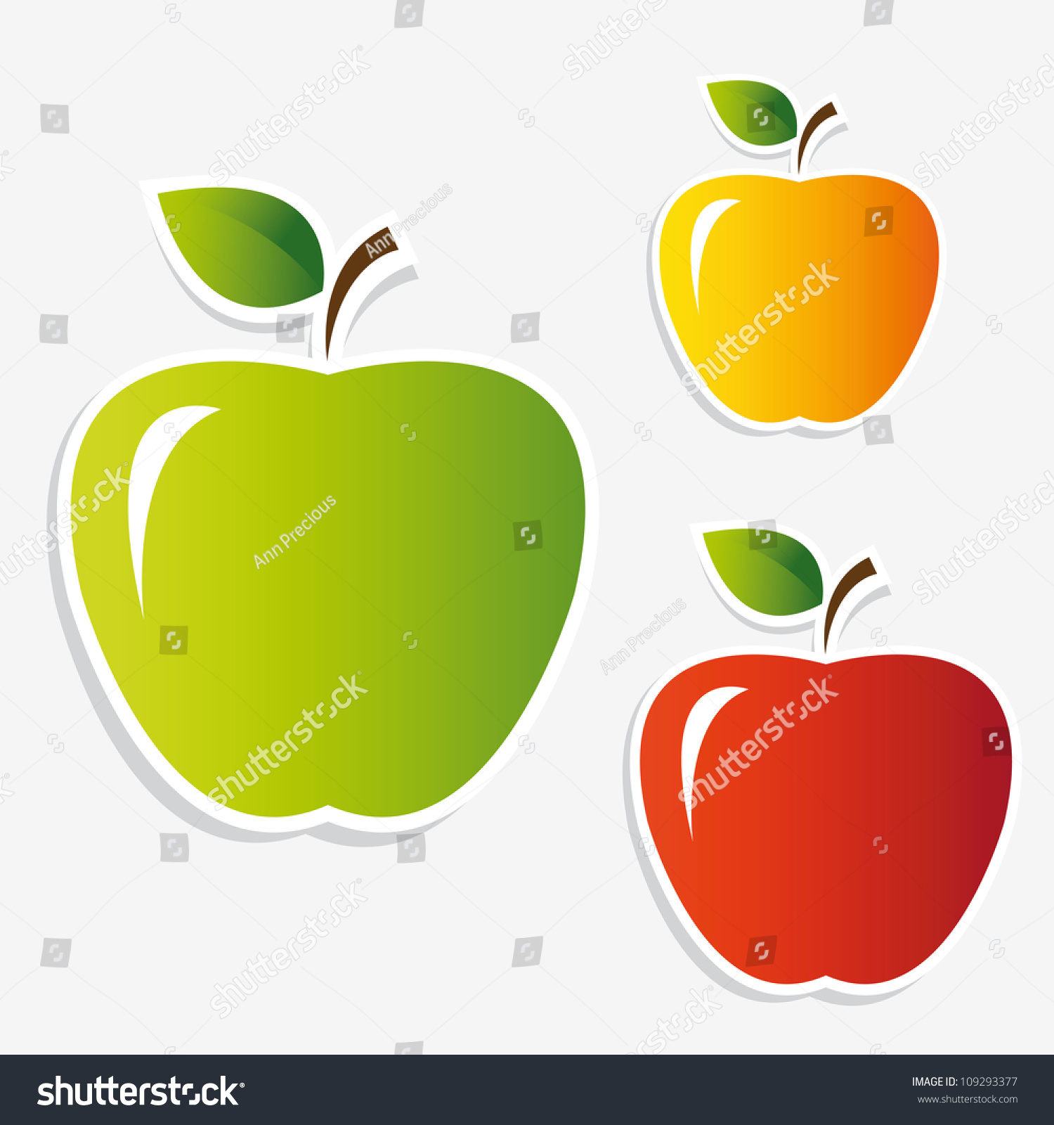 Apple Stickers Set Stock Vector Illustration 109293377 : Shutterstock