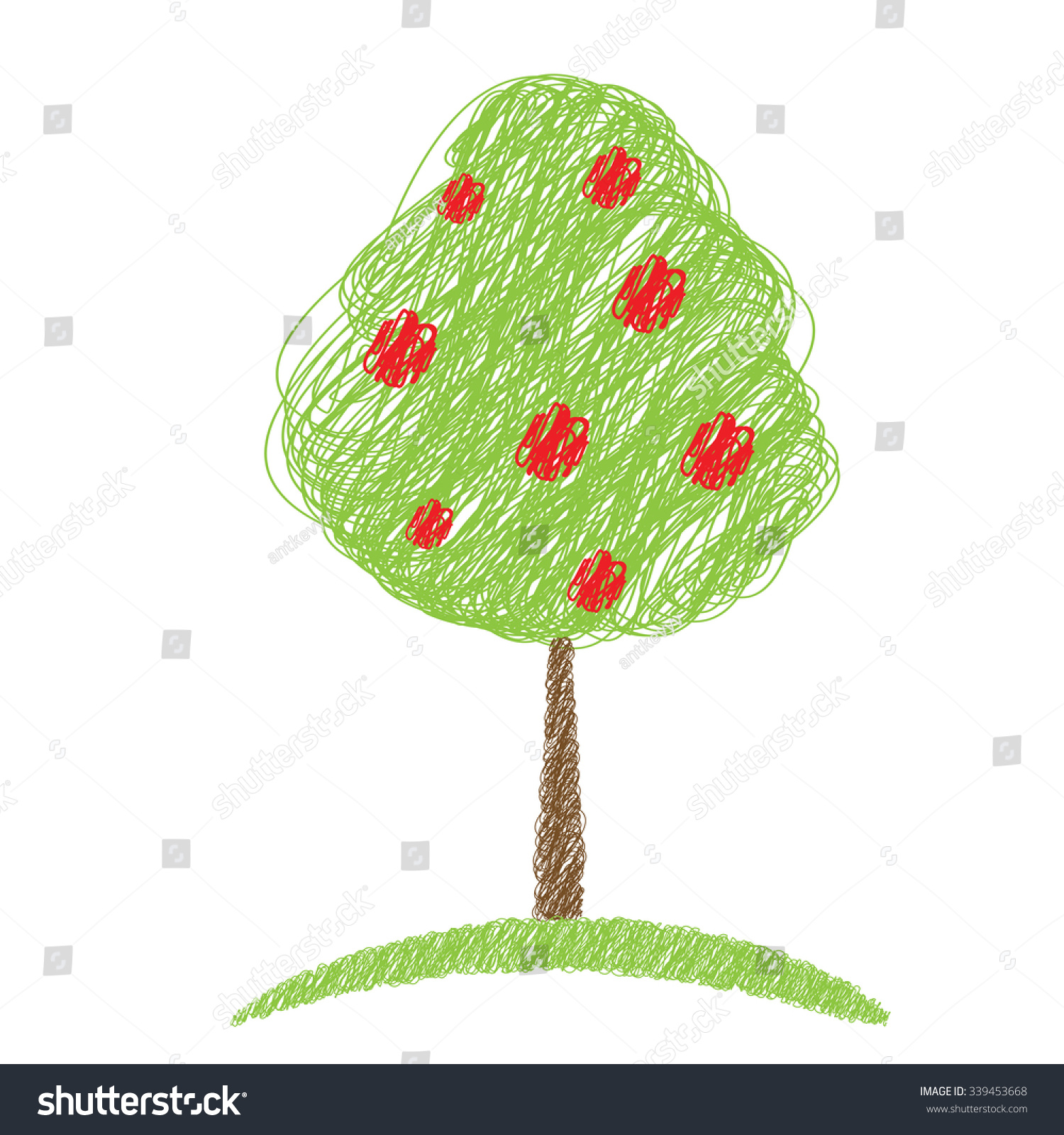 Apple Tree Sketch Vector Isolated Illustration Stock Vector (Royalty ...