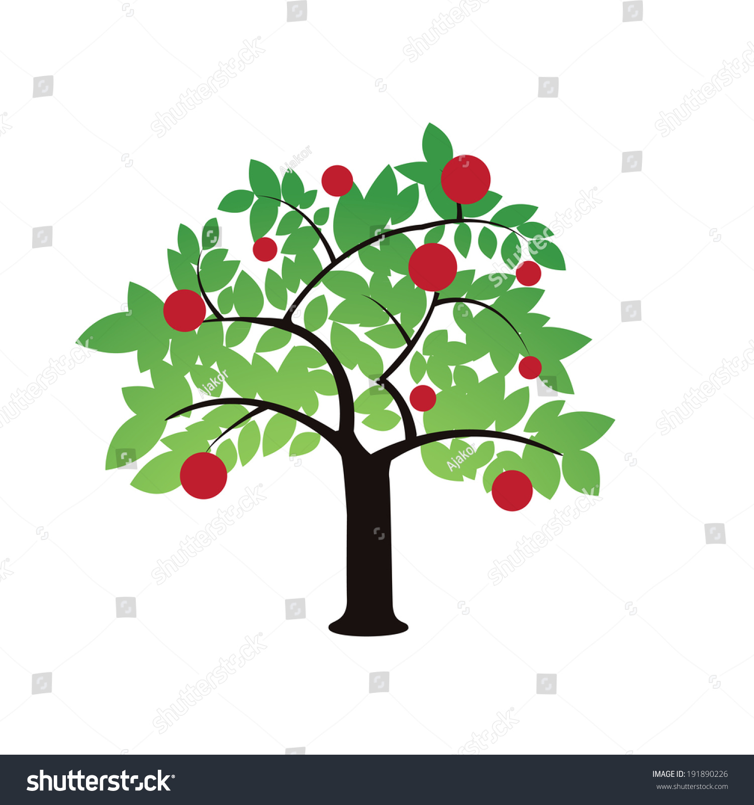 Apple Tree Symbol Vector Illustration Stock Vector 191890226 - Shutterstock