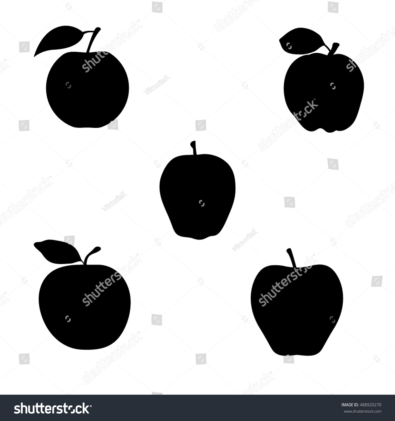 Apples Vector Silhouette Stock Vector (Royalty Free) 488920270 ...
