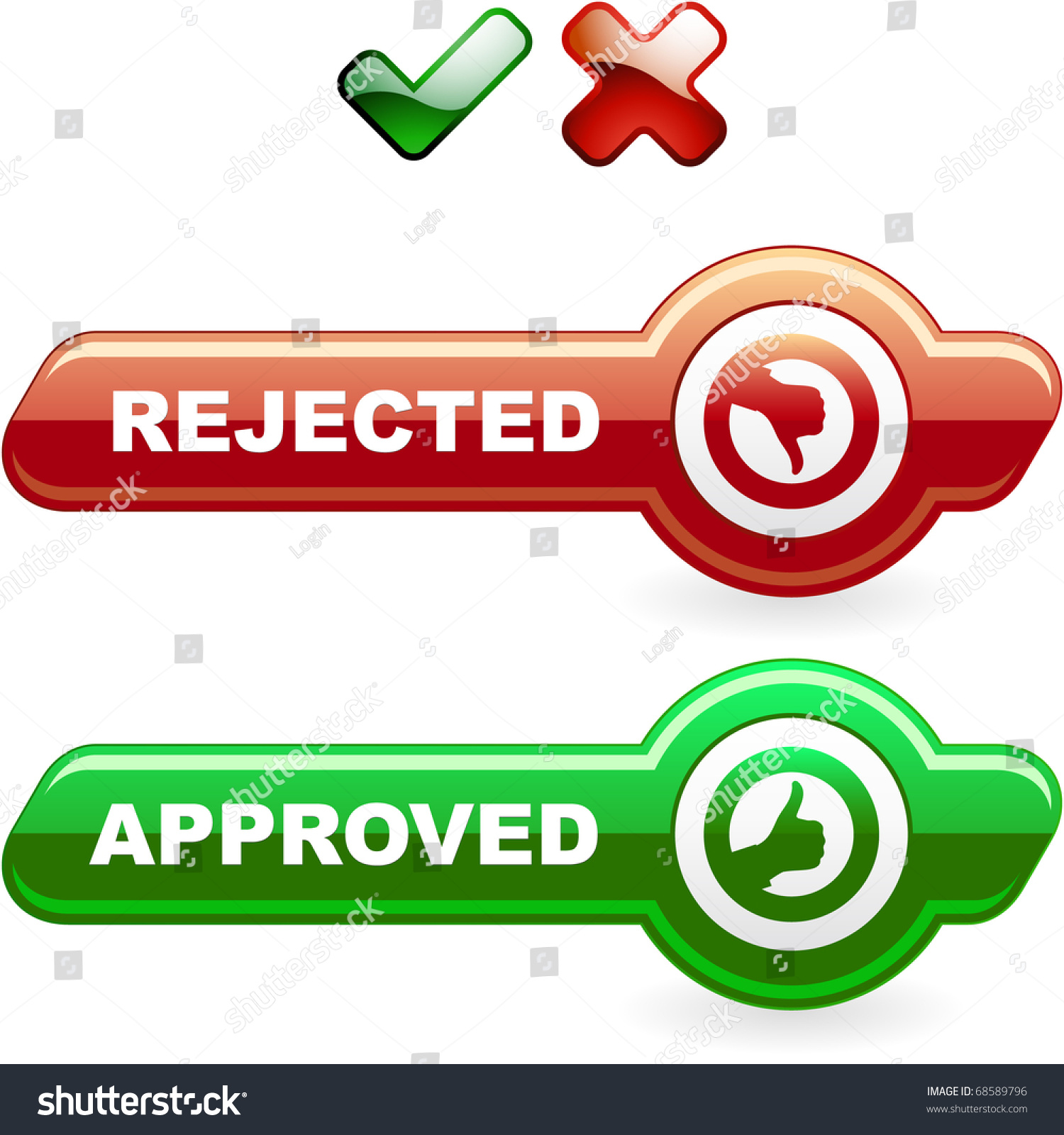 Approved Rejected Icon Set Stock Vector (Royalty Free) 68589796 ...