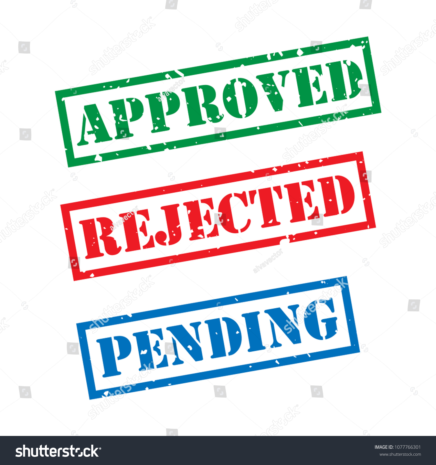Approved Rejected Pending Stamp Vector Template 스톡 벡터(로열티 프리) 1077766301