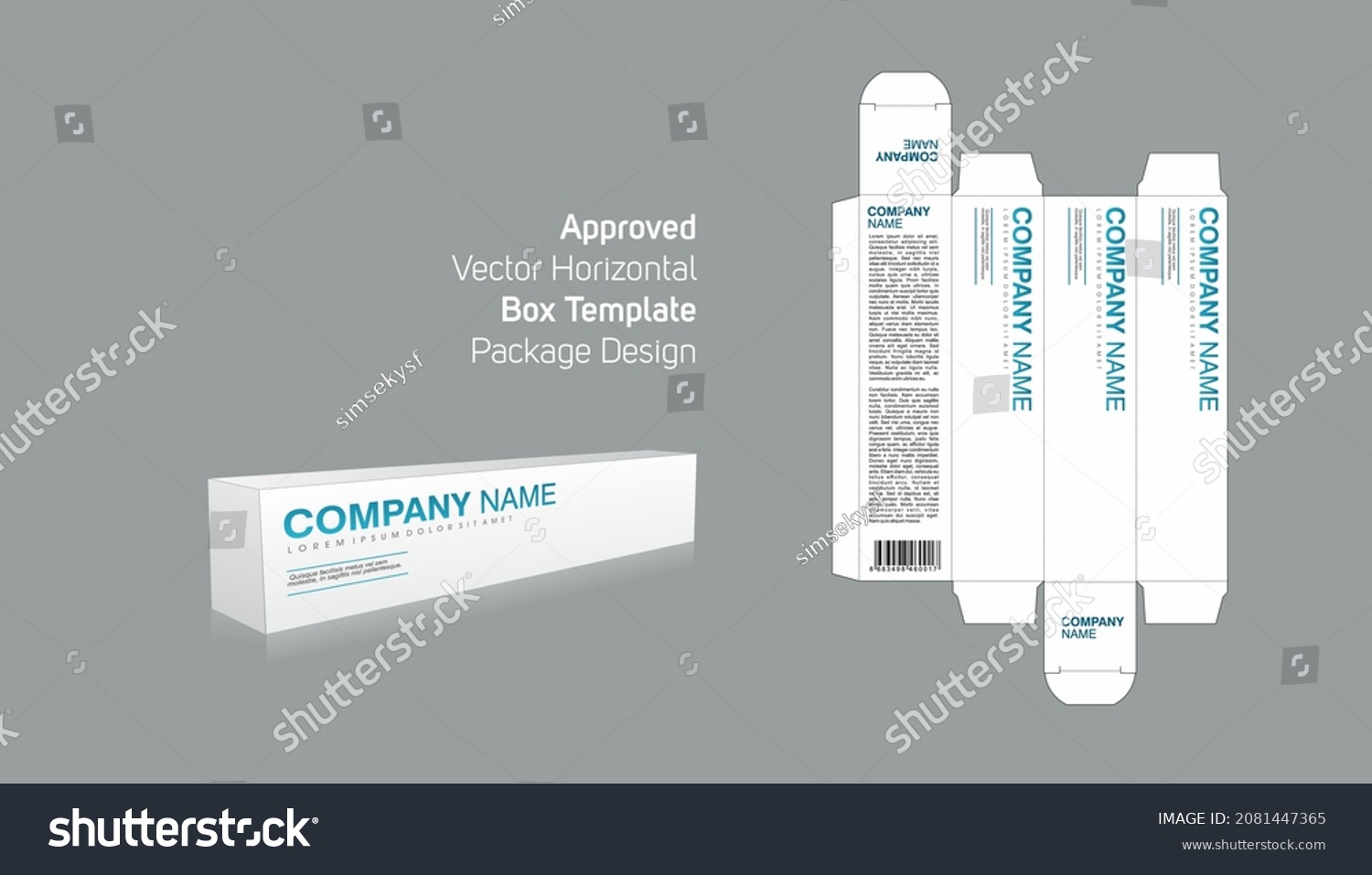 Approved Vector Horizontal Box Template Package Stock Vector (Royalty ...