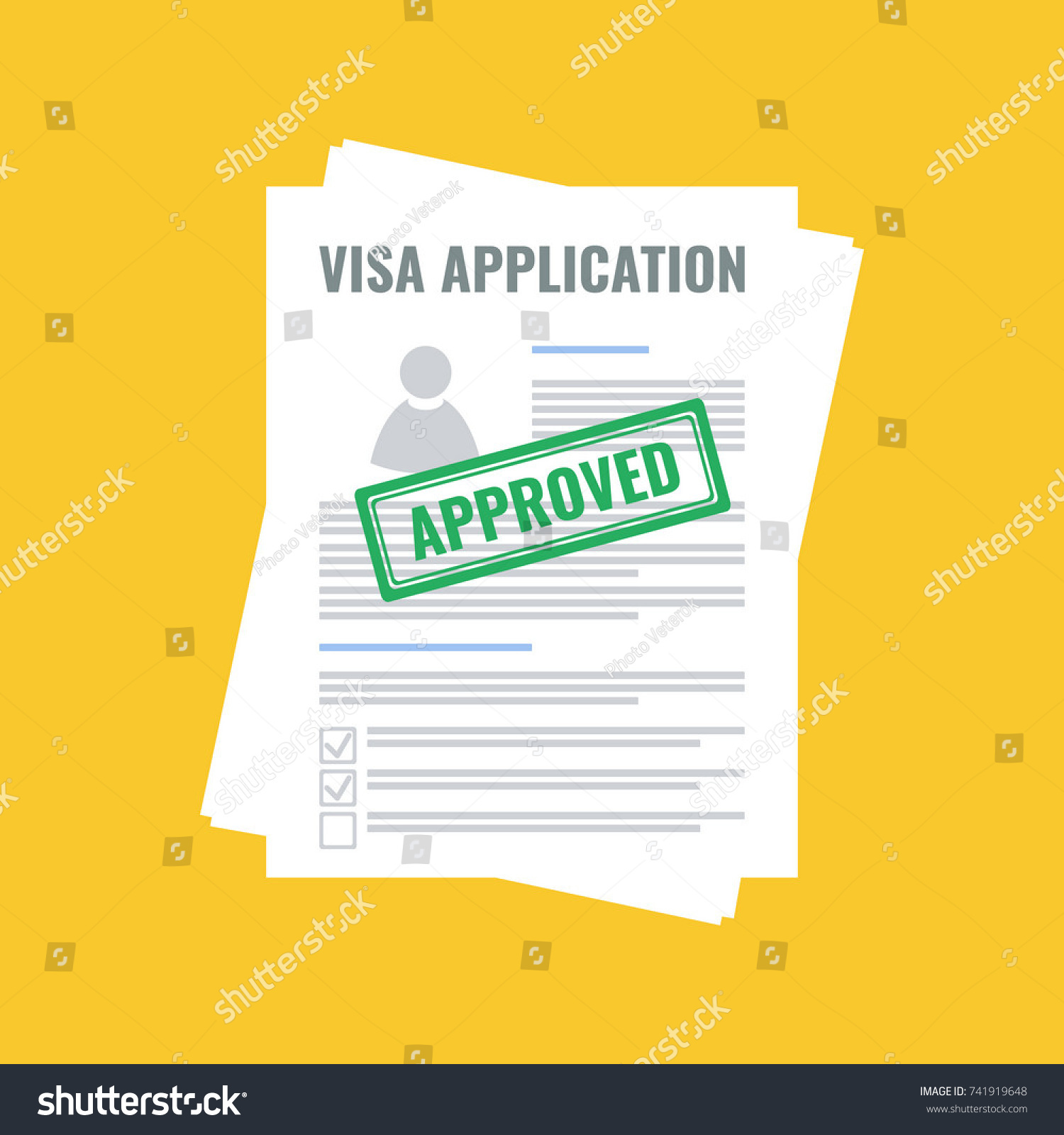 Approved Visa Application Flat Design Stock Vector (Royalty Free ...