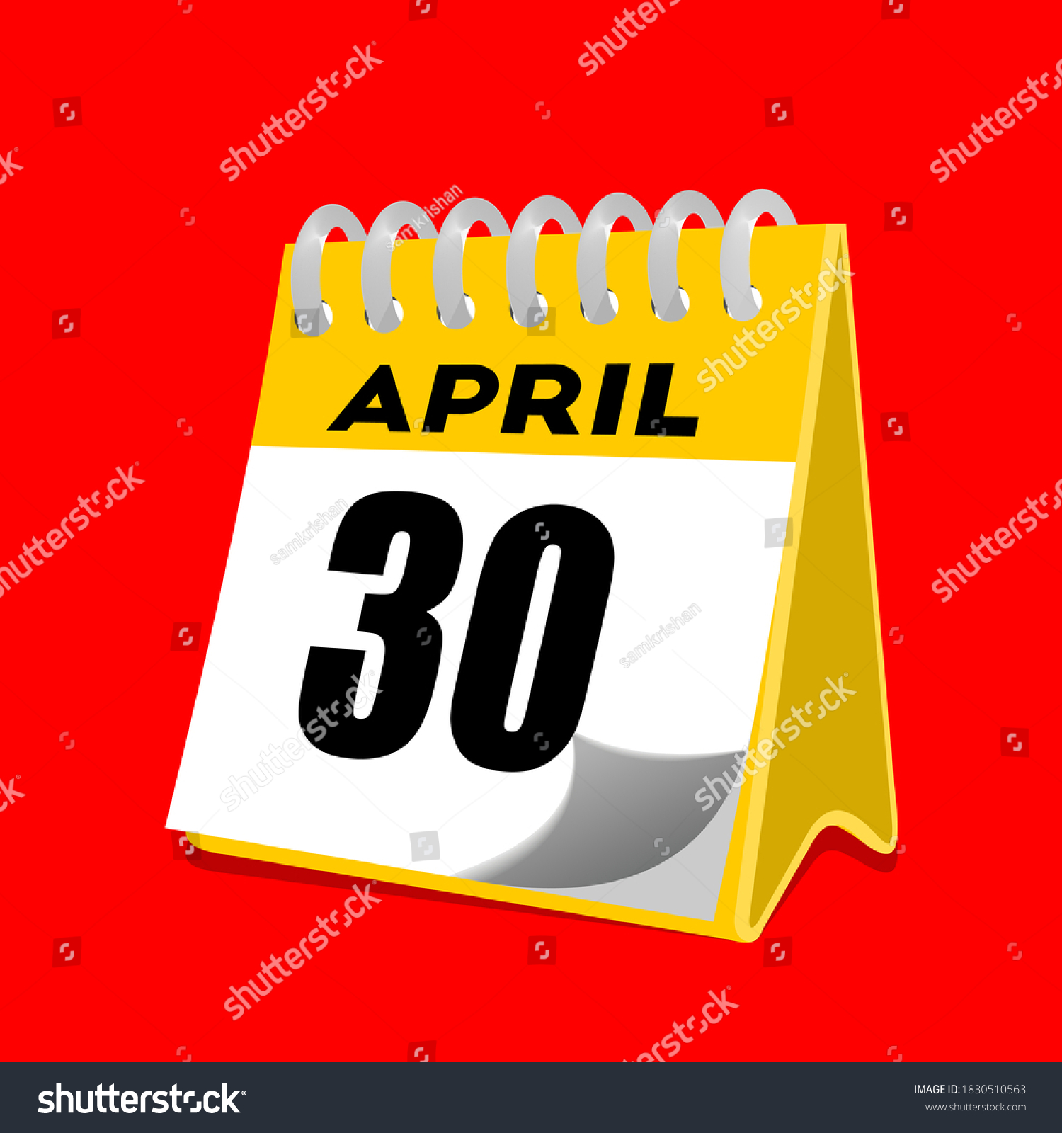April 30 Calendar Date Vector Stock Vector (Royalty Free) 1830510563 ...