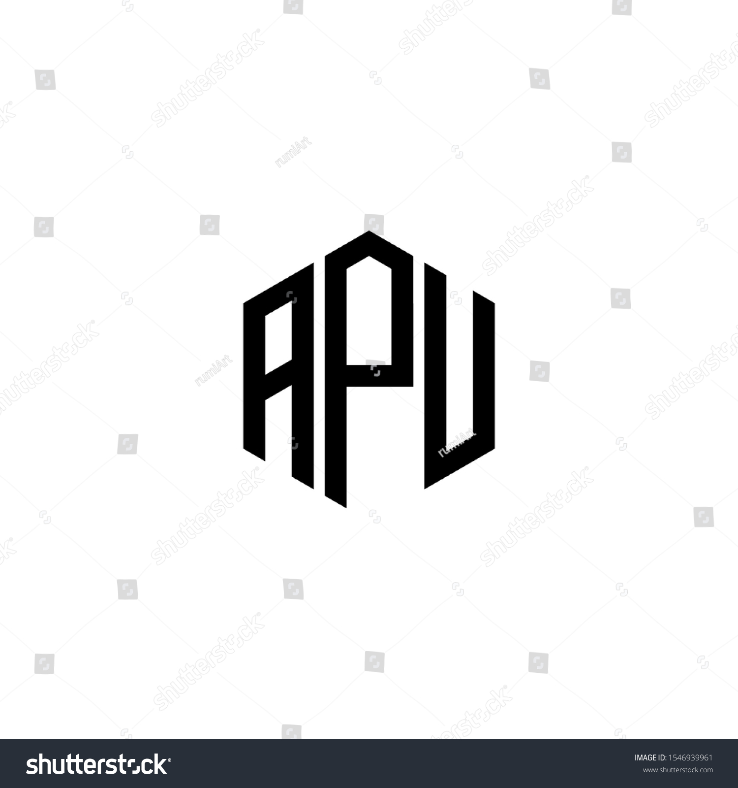 Apu Letter Logo Design Polygon Monogram: vector de stock (libre de ...