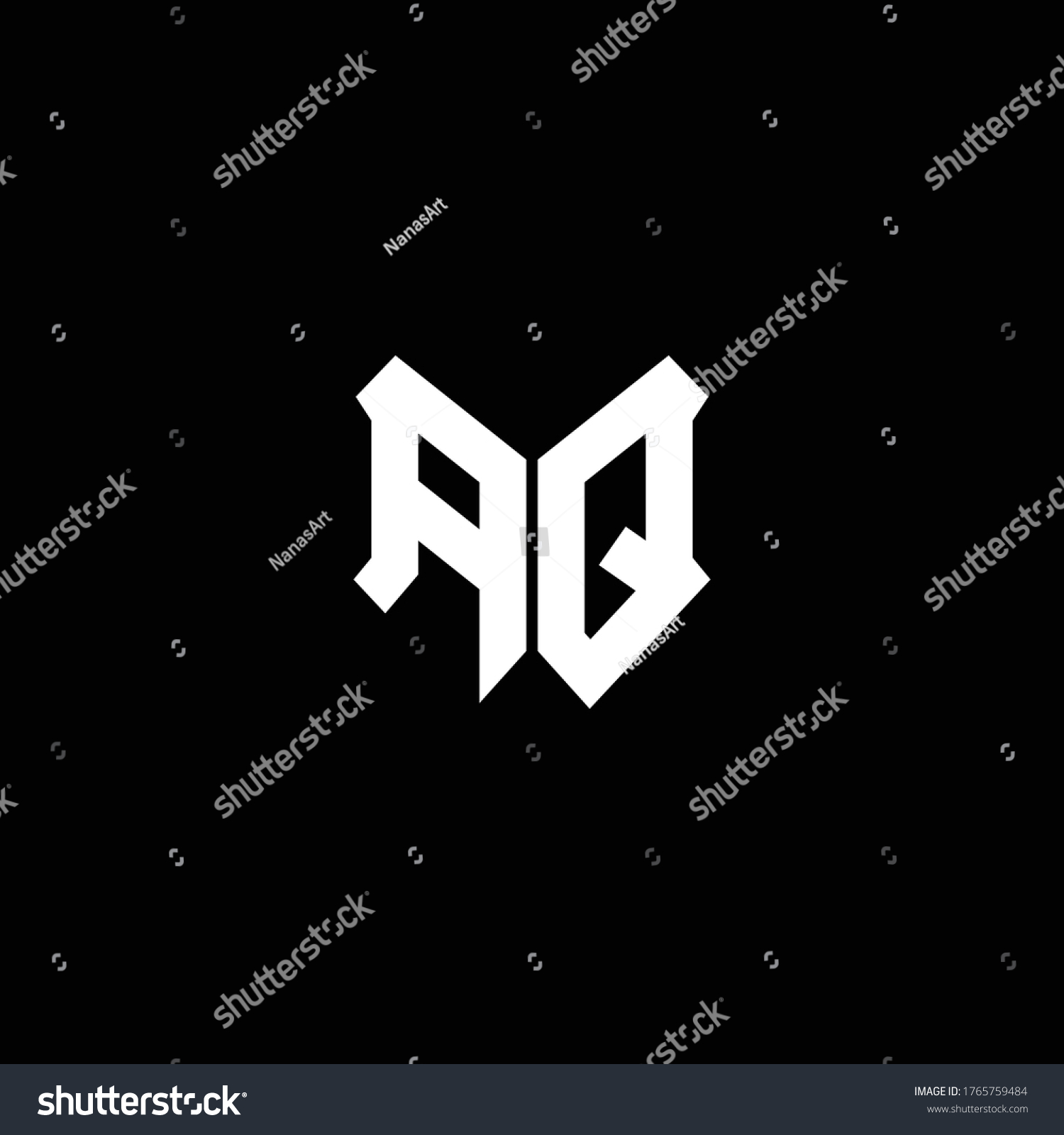 Aq Logo Monogram Shield Shape Design Stock Vector (Royalty Free) 1765759484