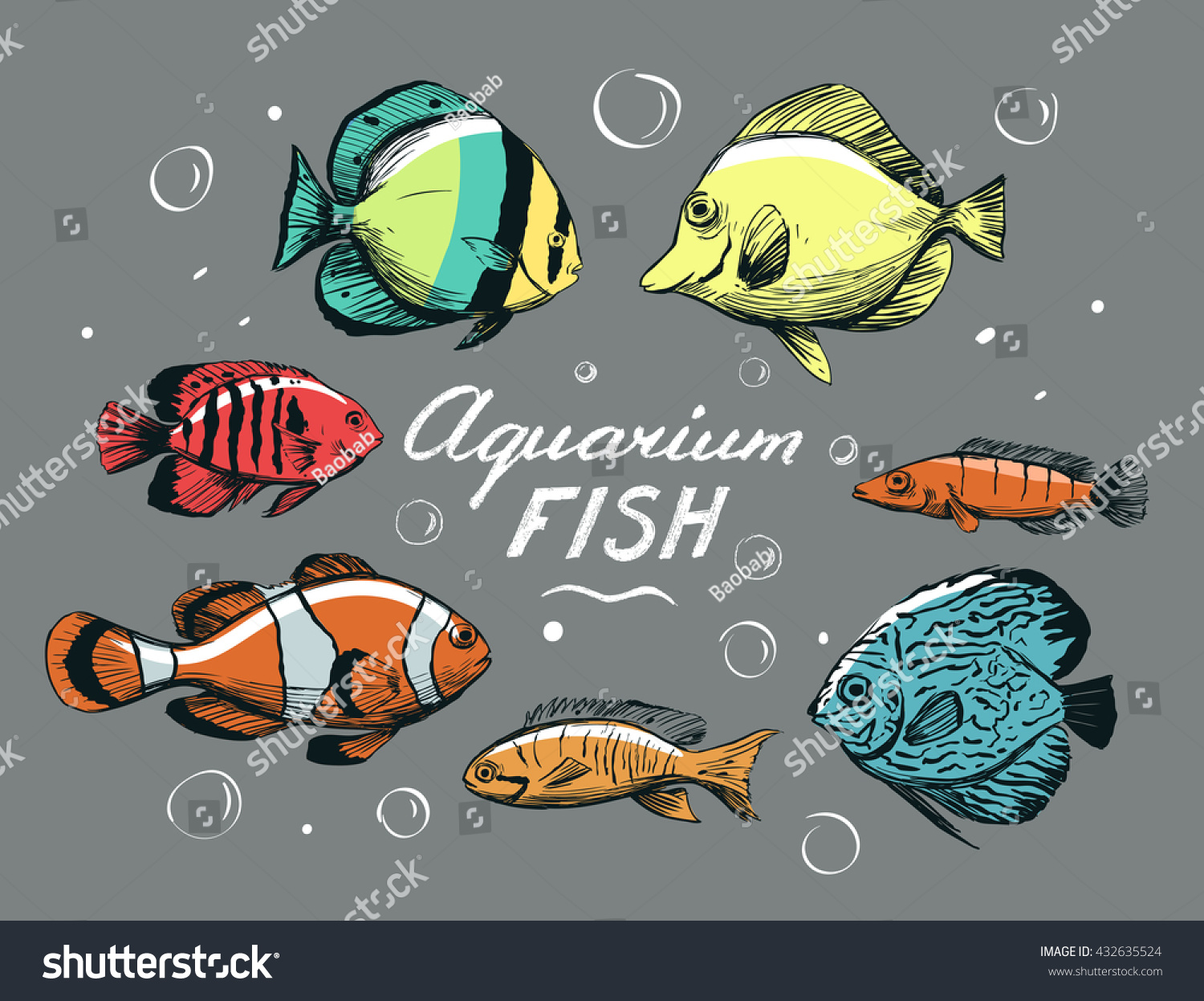 Aquarium Fish Vector Sketch Isolated Stock Vector (Royalty Free) 432635524