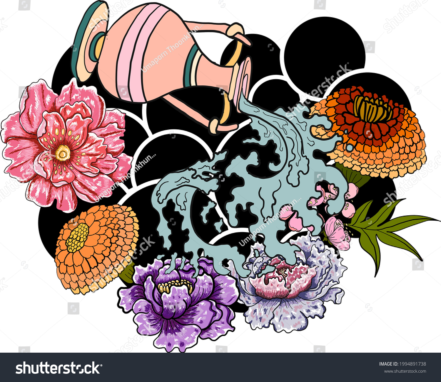Aquarius Vector Astrology Designhoroscope Circle Signs Stock Vector