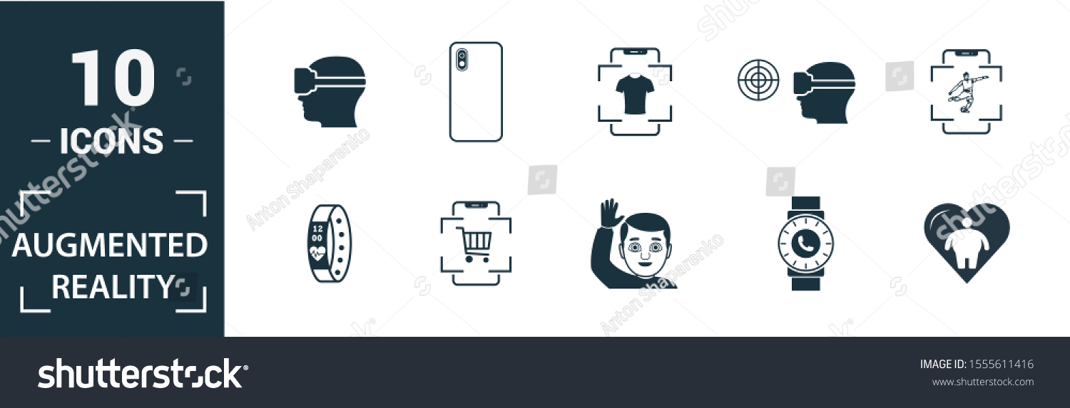 Ar Vr Icon Set Include Creative: vector de stock (libre de regalías ...