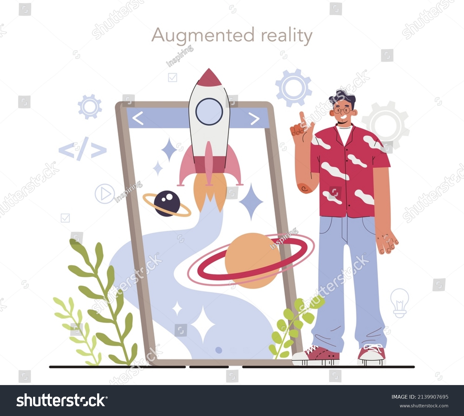 Ar Developer Augmented Reality Software Development Stock Vector ...