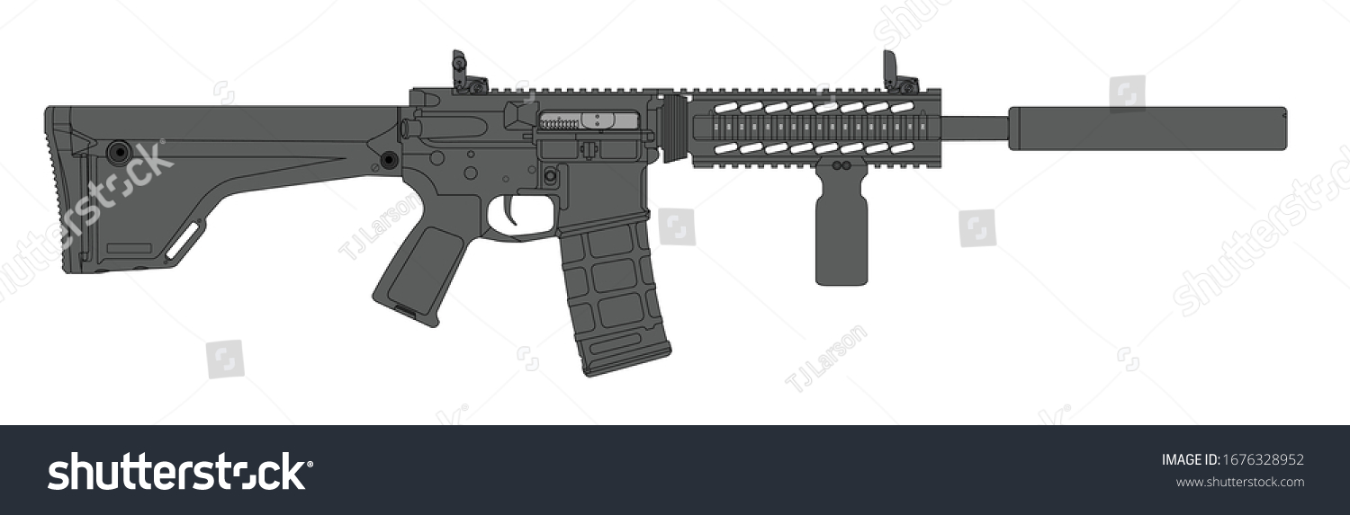Ar15 Rifle Sd Vector On Isolated Stock Vector (Royalty Free) 1676328952 ...