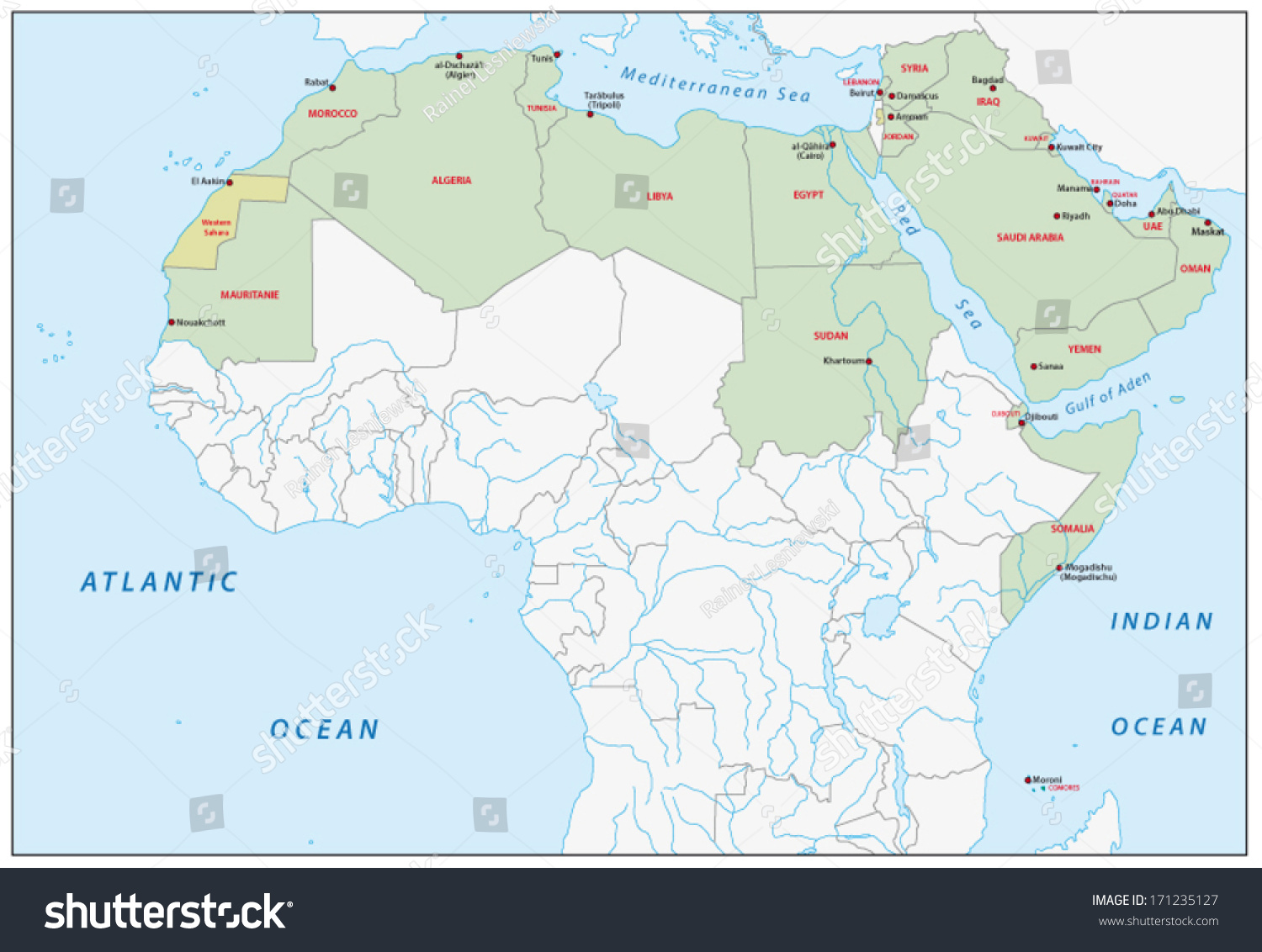Arab League Map Stock Vector (Royalty Free) 171235127