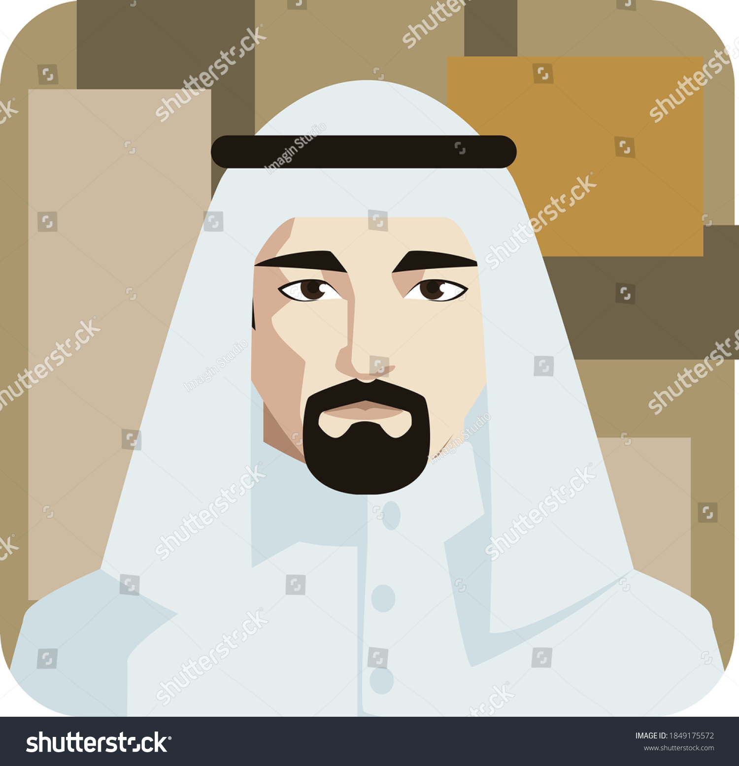 Vektor Stok Arab Man Face Vector Illustration (Tanpa Royalti ...