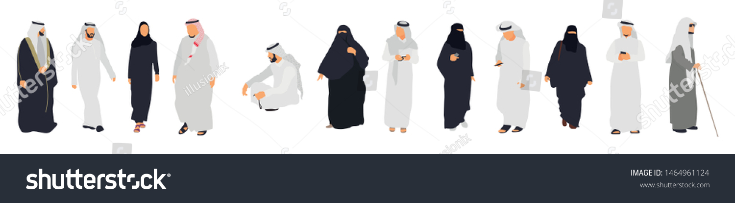 Arab People Isolated Characters Flat Illustration Stock Vector (Royalty ...